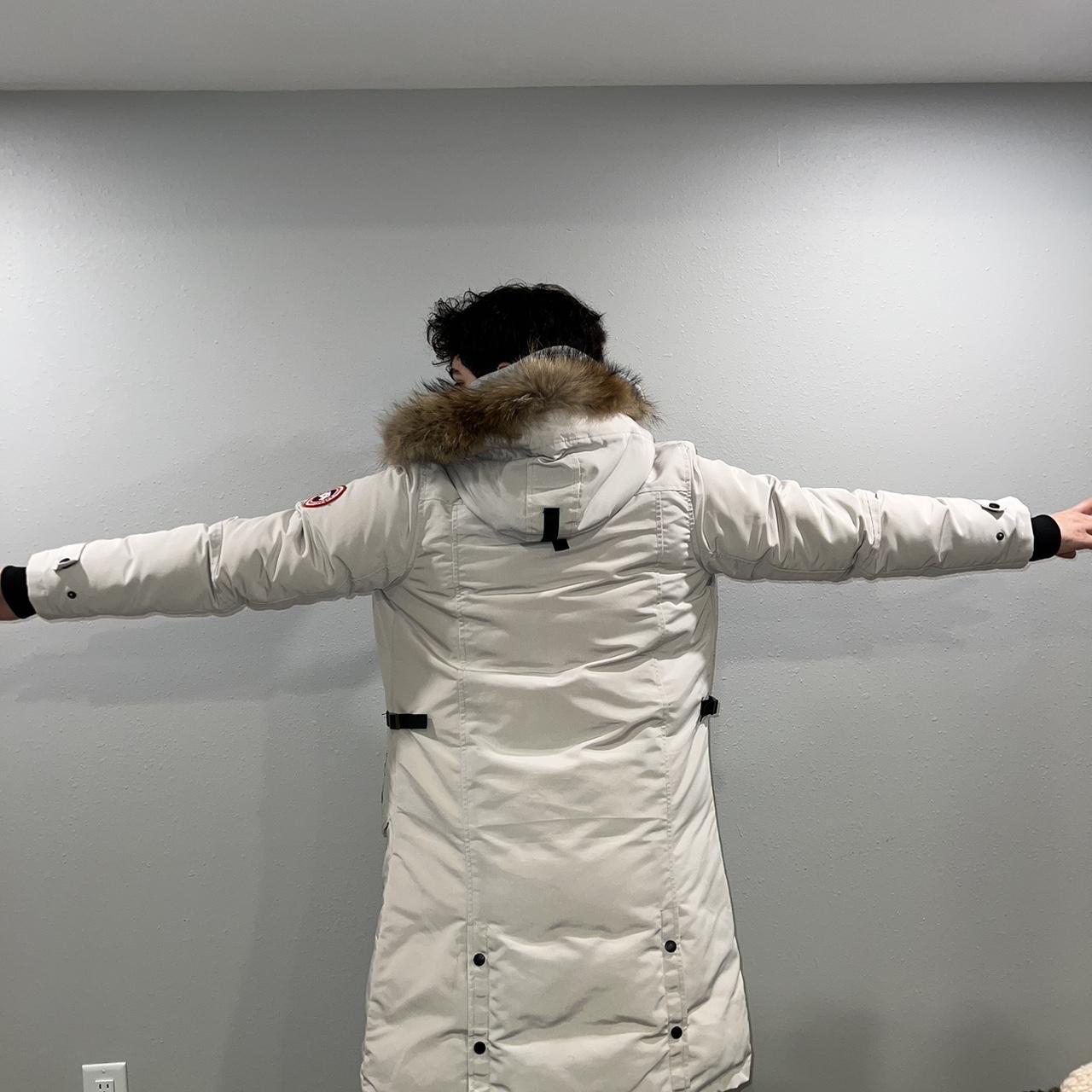 Canada Goose Cream Parka with Fur Hood - Depop