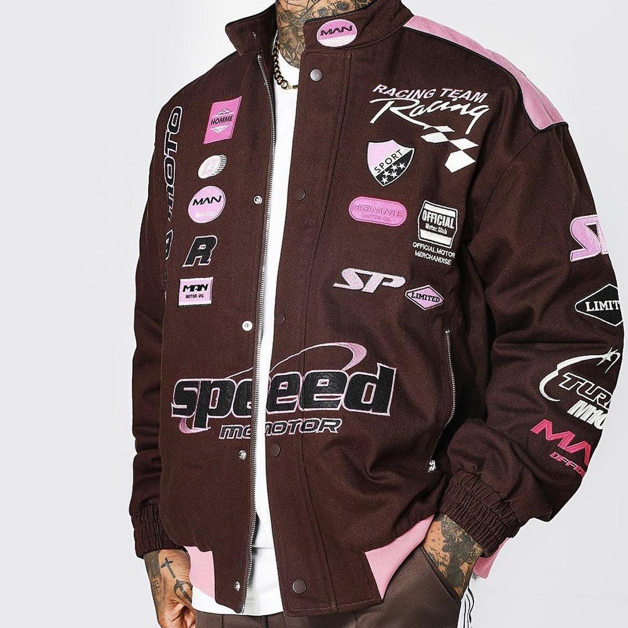 Speed Moto varsity jacket - Boohooman Size: Small... - Depop