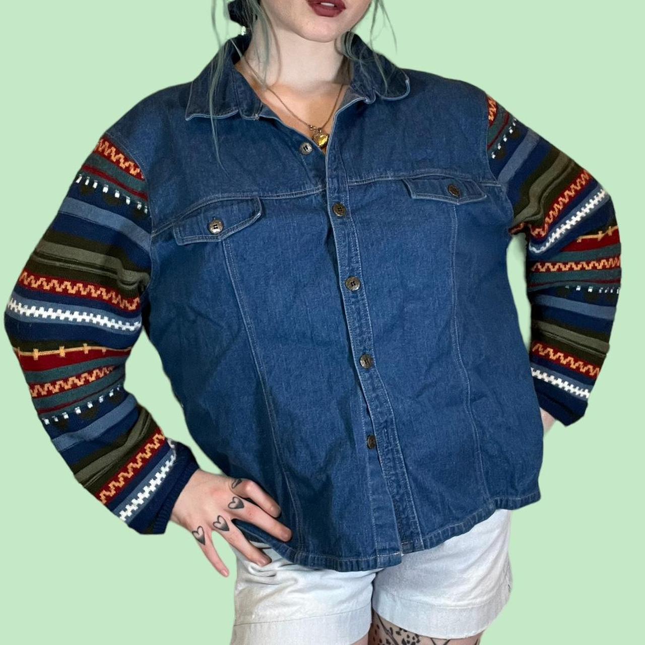 Vintage 2000s knitted denim jacket. I love the... - Depop