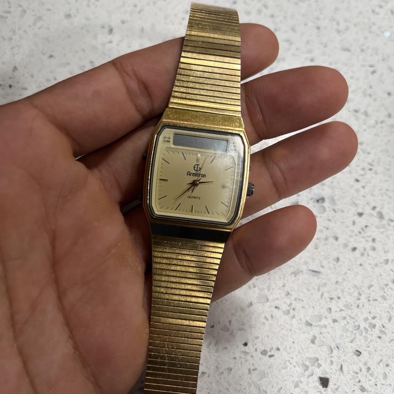 Armitron Water Resist Quartz Mens Gold tone digital... | Depop