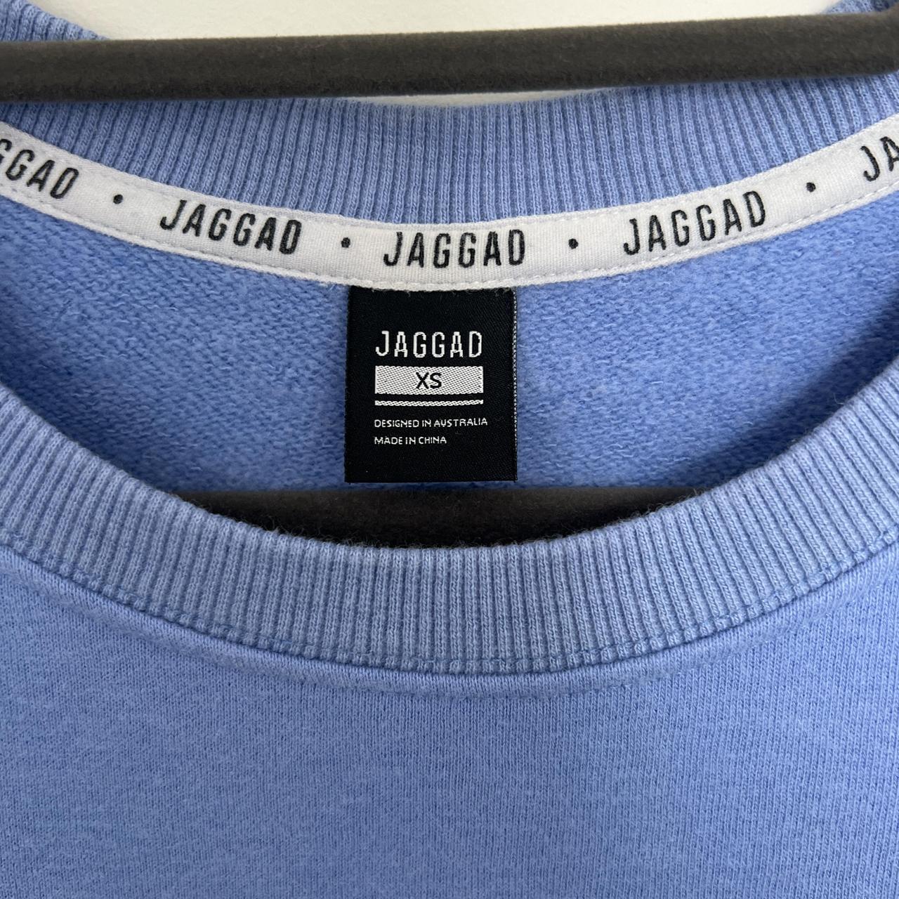 jaggad // classic sleeve logo sweater colour: blue - Depop