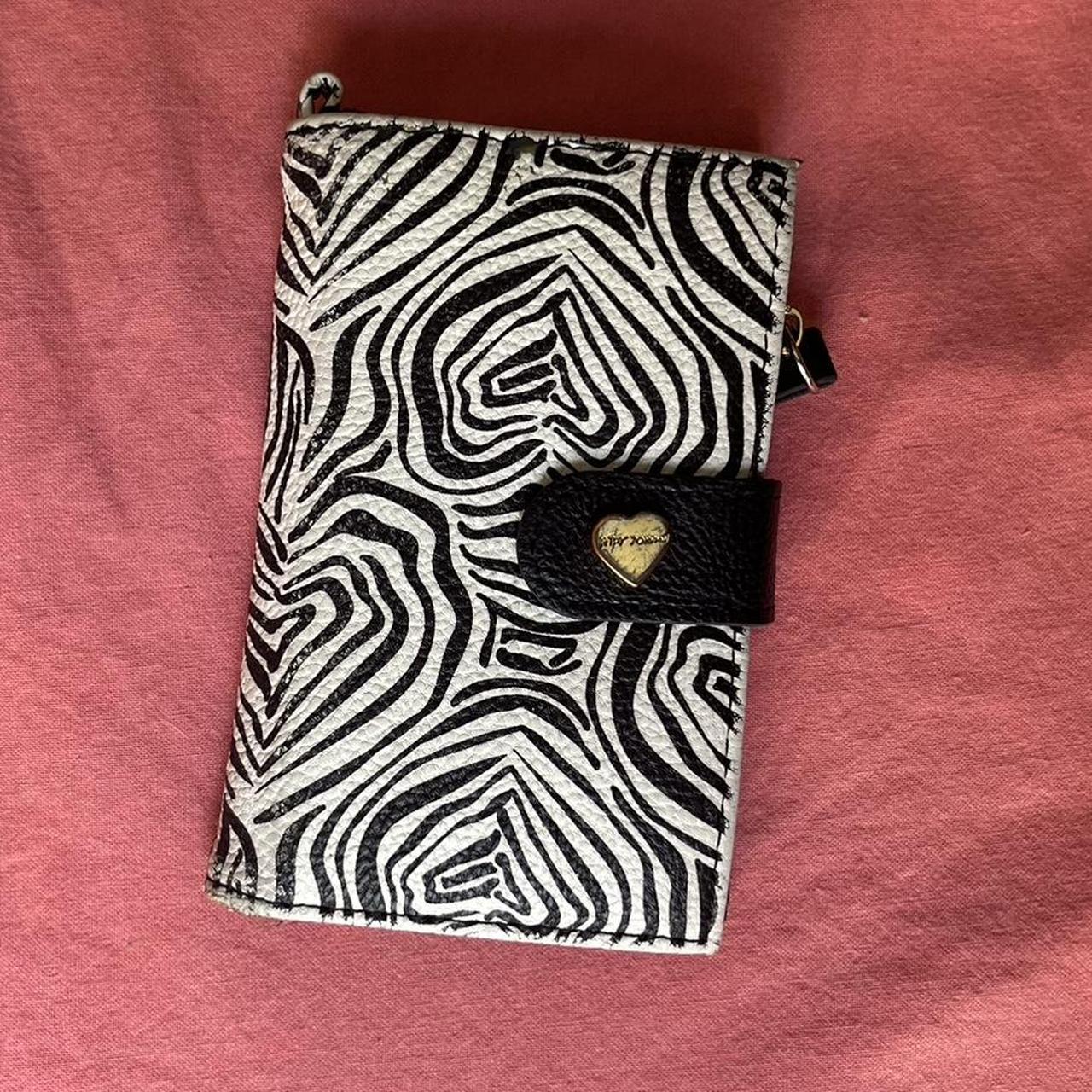Betsey Johnson zebra print wallet with heart cutout... - Depop