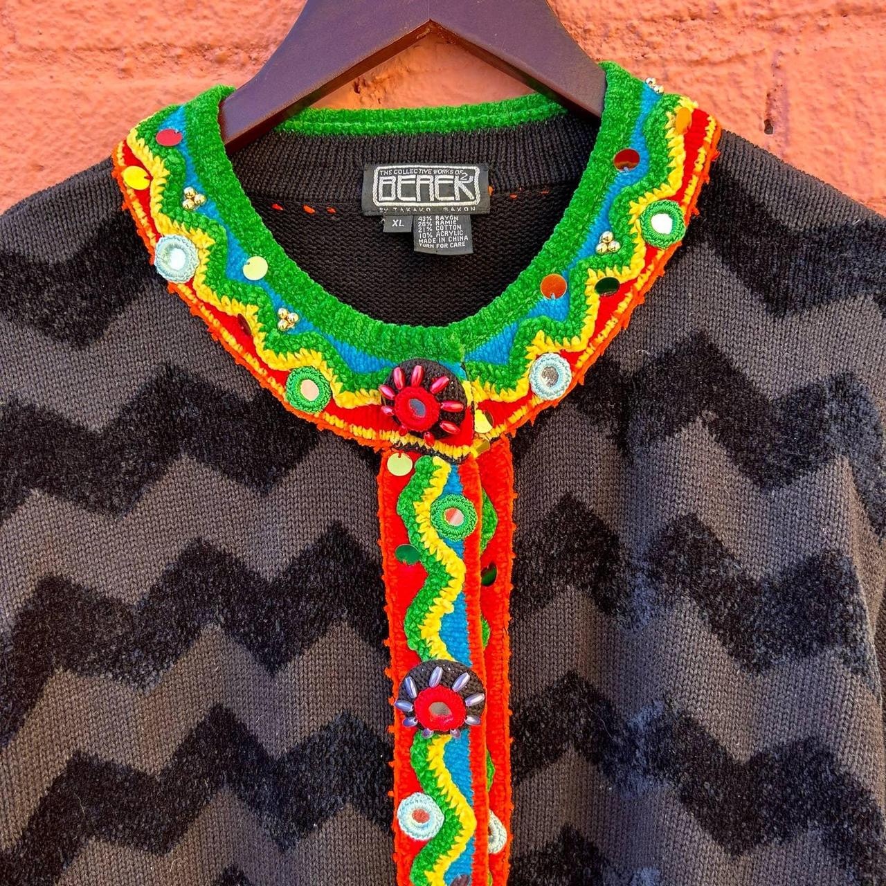 Vintage Berek 2 Colorful Clown Theme Cardigan Size... - Depop