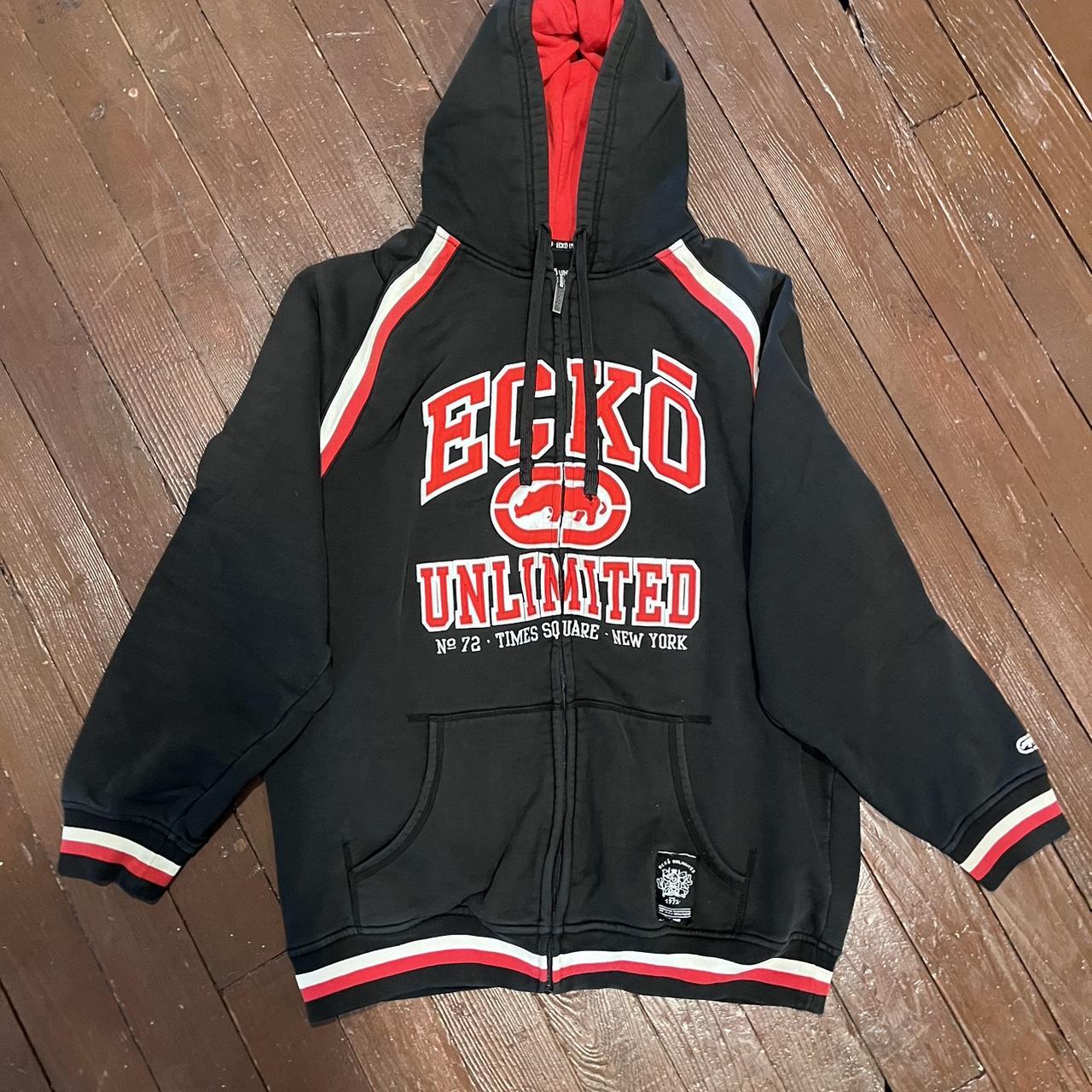 Ecko Unltd. Men's Black and Red Hoodie | Depop