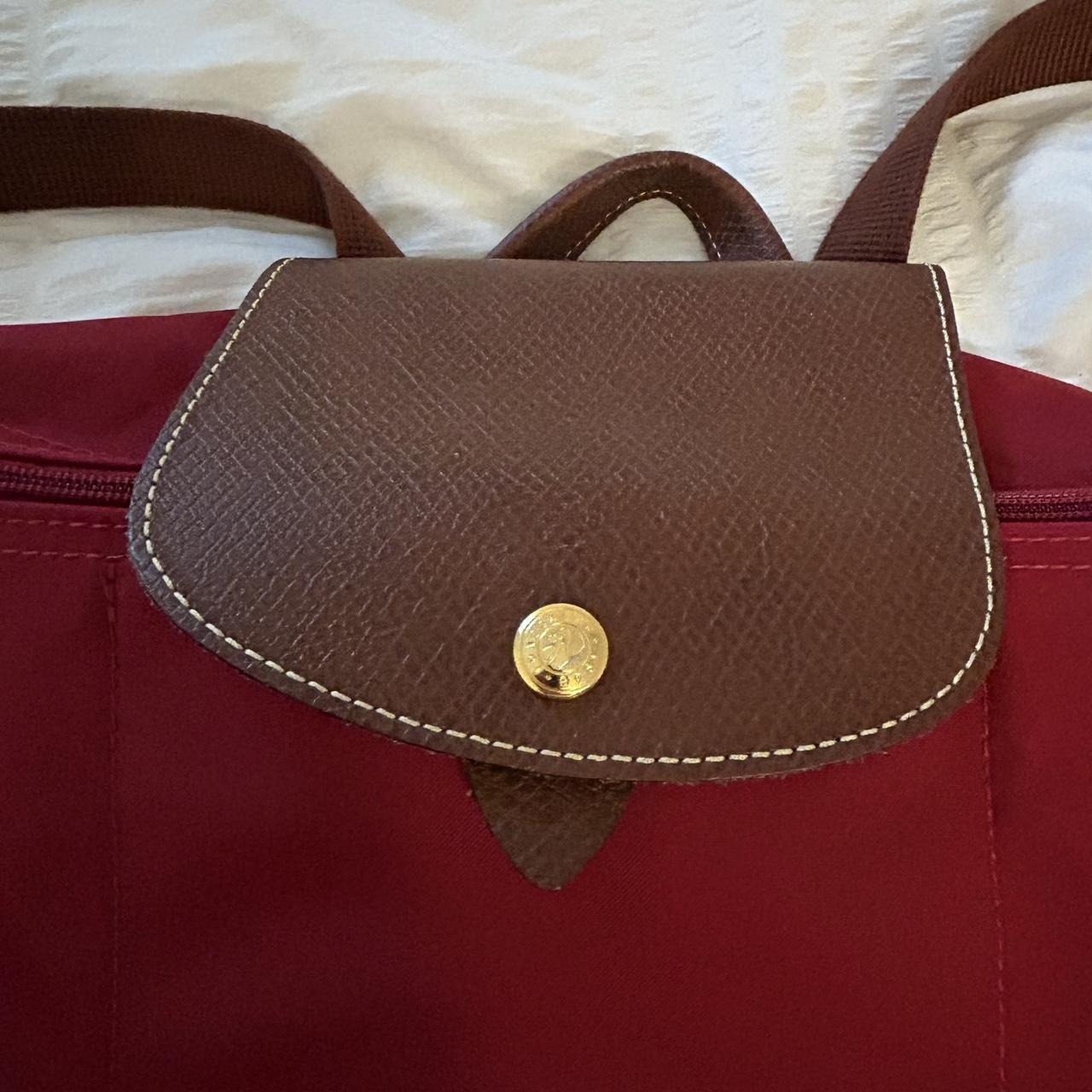 Red longchamp mini backpack Literally used maybe... - Depop