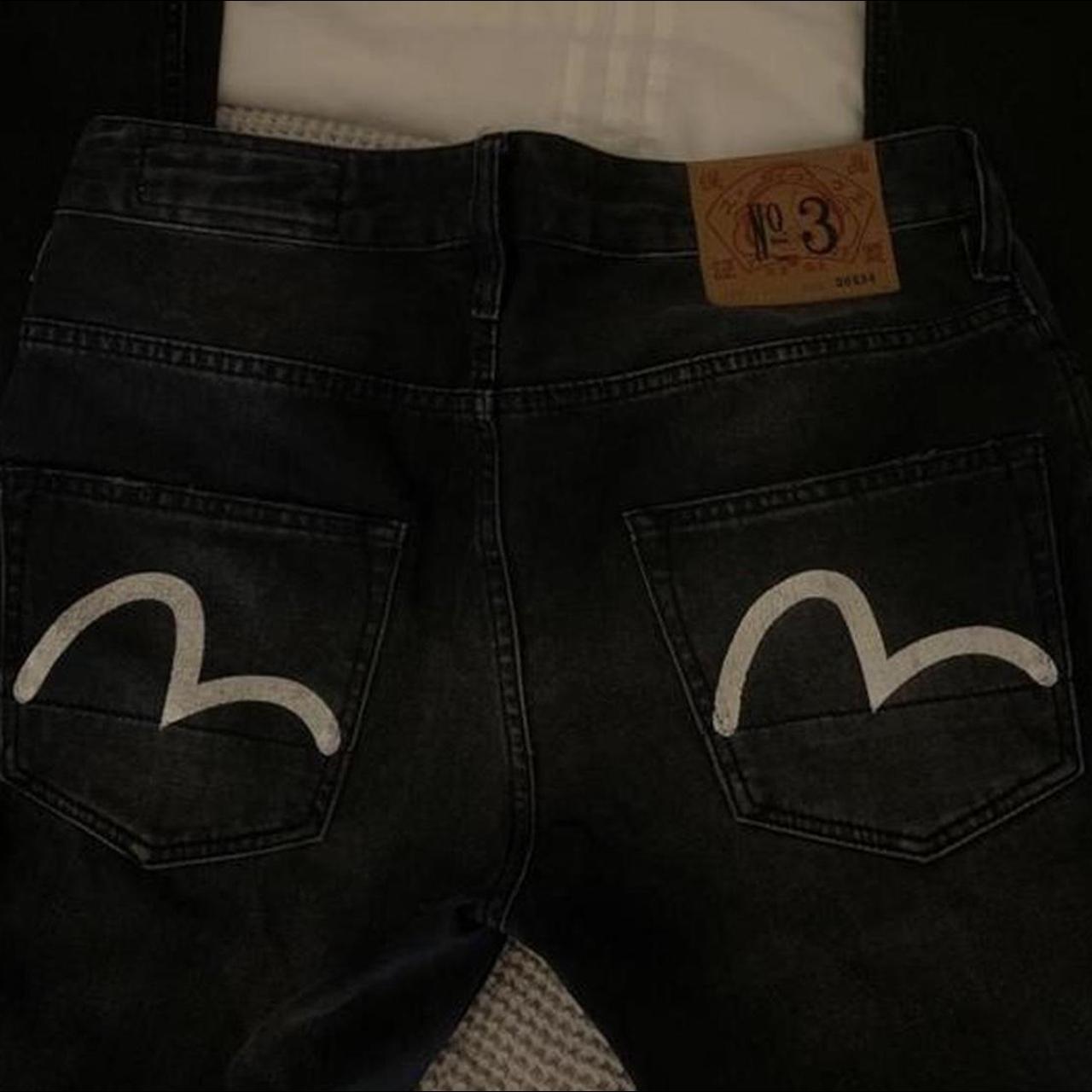 Evisu jeans black 30x34 good condition, comes with... - Depop