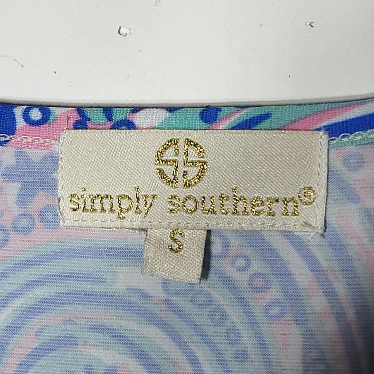 Simply Southern Seashell Blue Short Sleeve Dress... - Depop