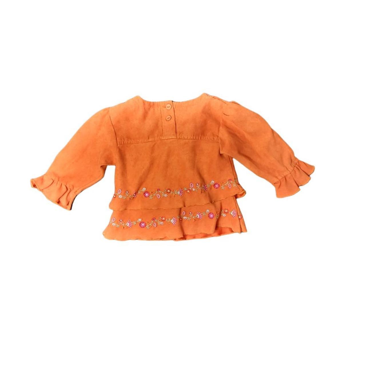 Vintage Baby Togs Girls Orange Floral Embroidered... - Depop
