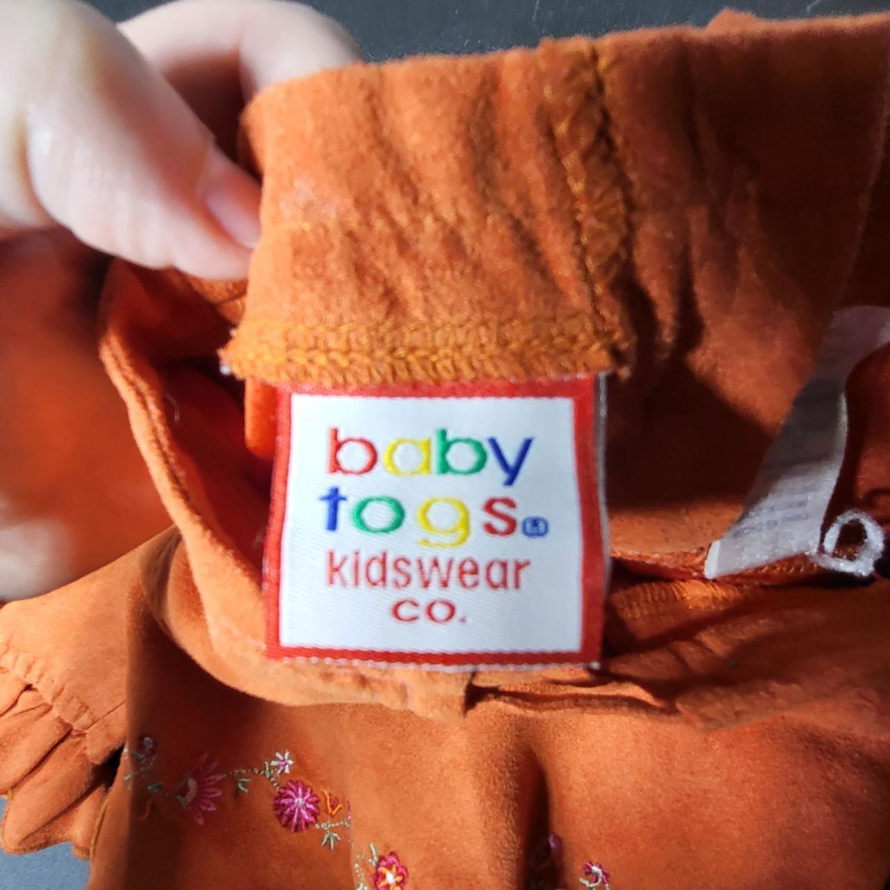 Vintage Baby Togs Girls Orange Floral Embroidered... - Depop