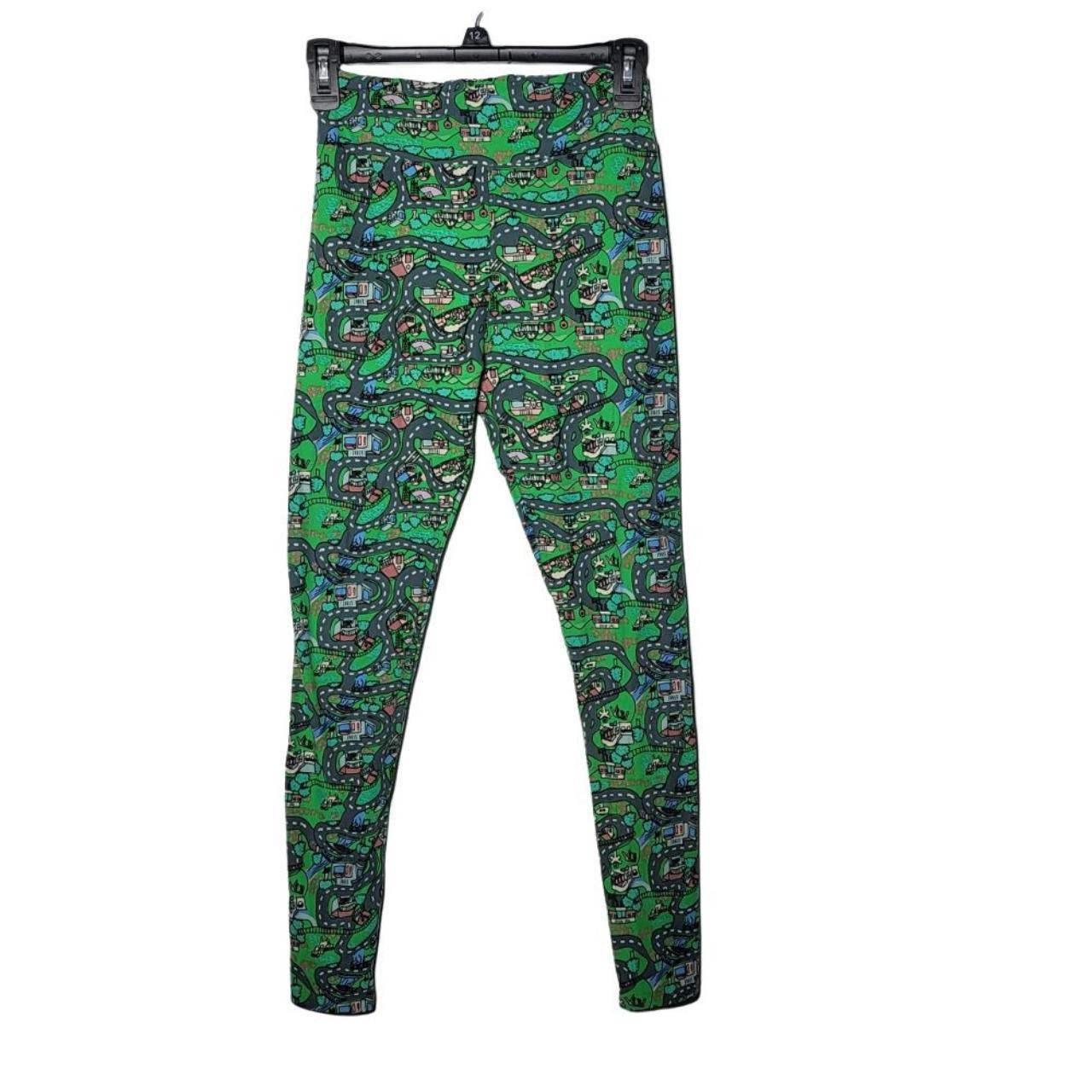 Lularoe Roadstown Maps Leggings Green Womens Size Depop
