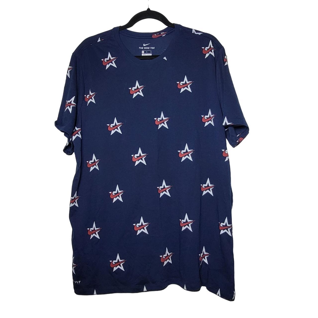 Nike Dri-Fit Star Print Navy T-Shirt Men's Size... - Depop