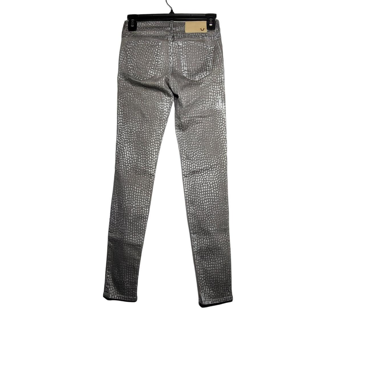 True Religion Chrissy Metallic Gray Denim... - Depop
