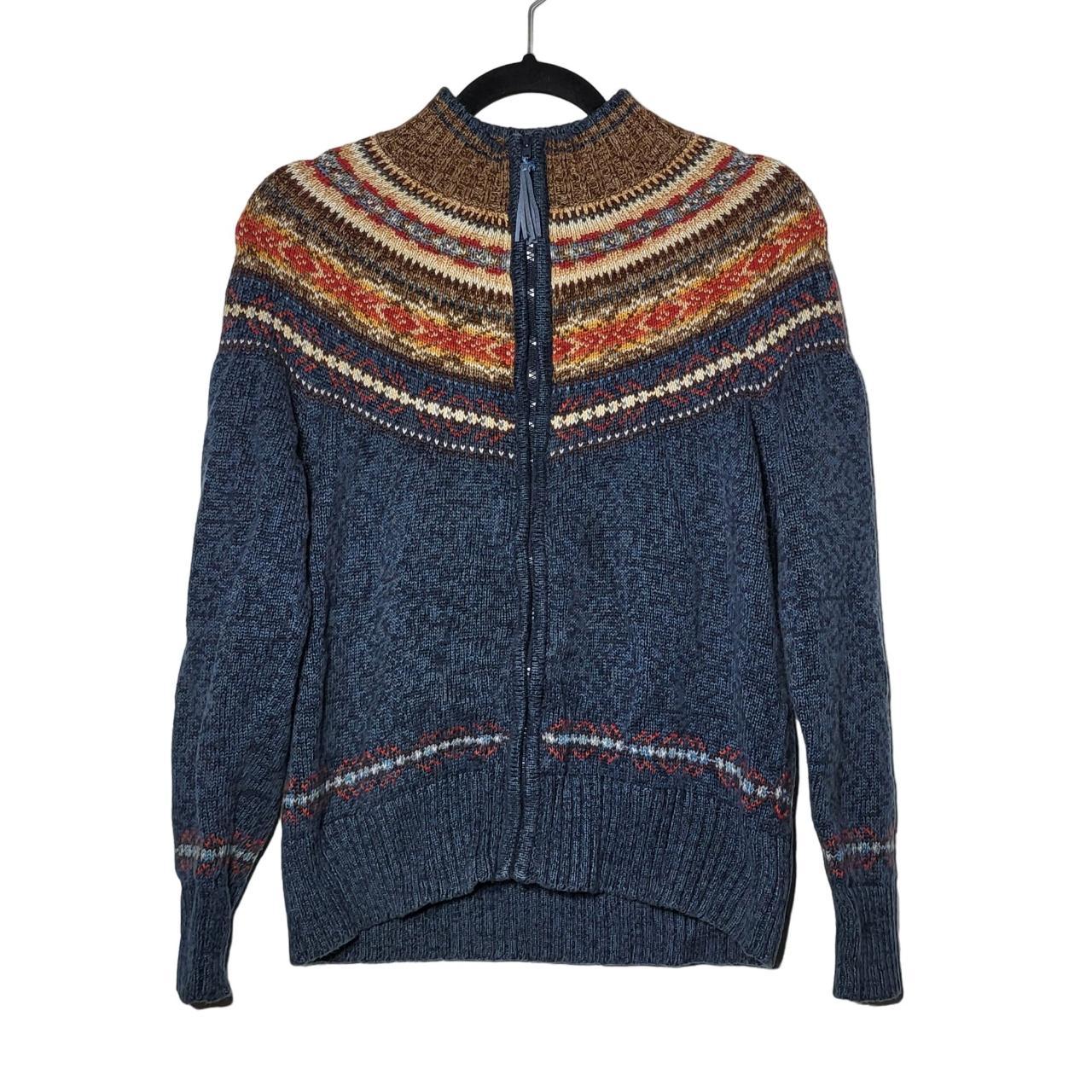 Tiara International Fair Isle Full Zip Cowl Neck... - Depop