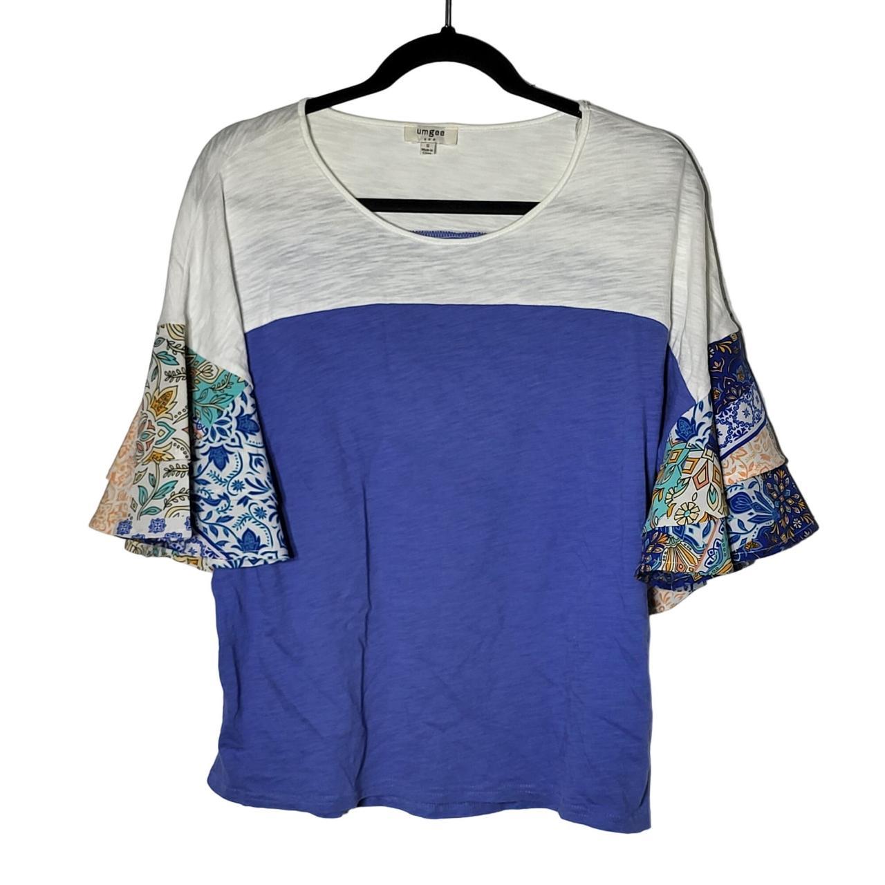 Umgee Women's Paisley Ruffle Sleeve Blouse Size:... - Depop