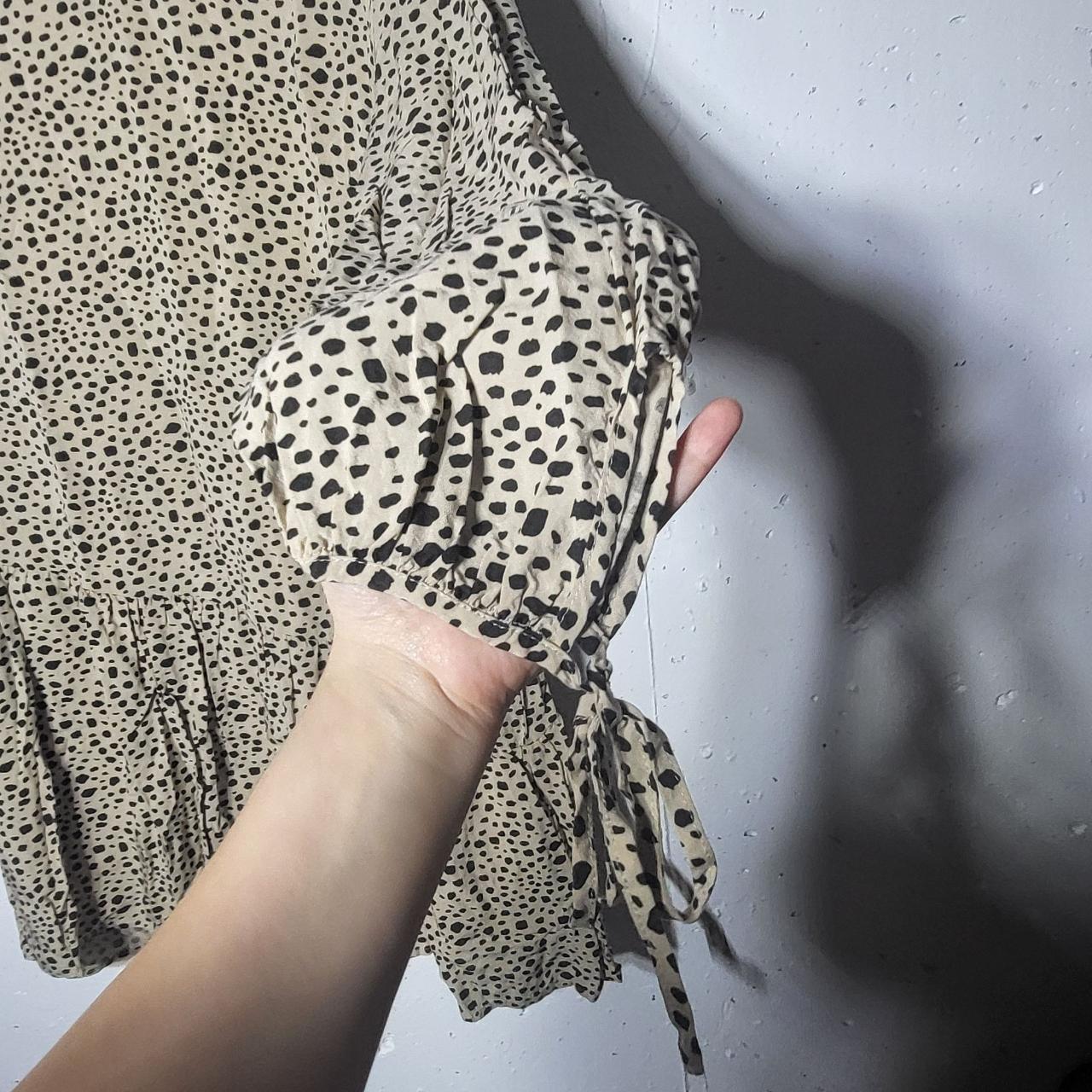 Kori America Womens Beige Animal Print Ruffle Long... - Depop