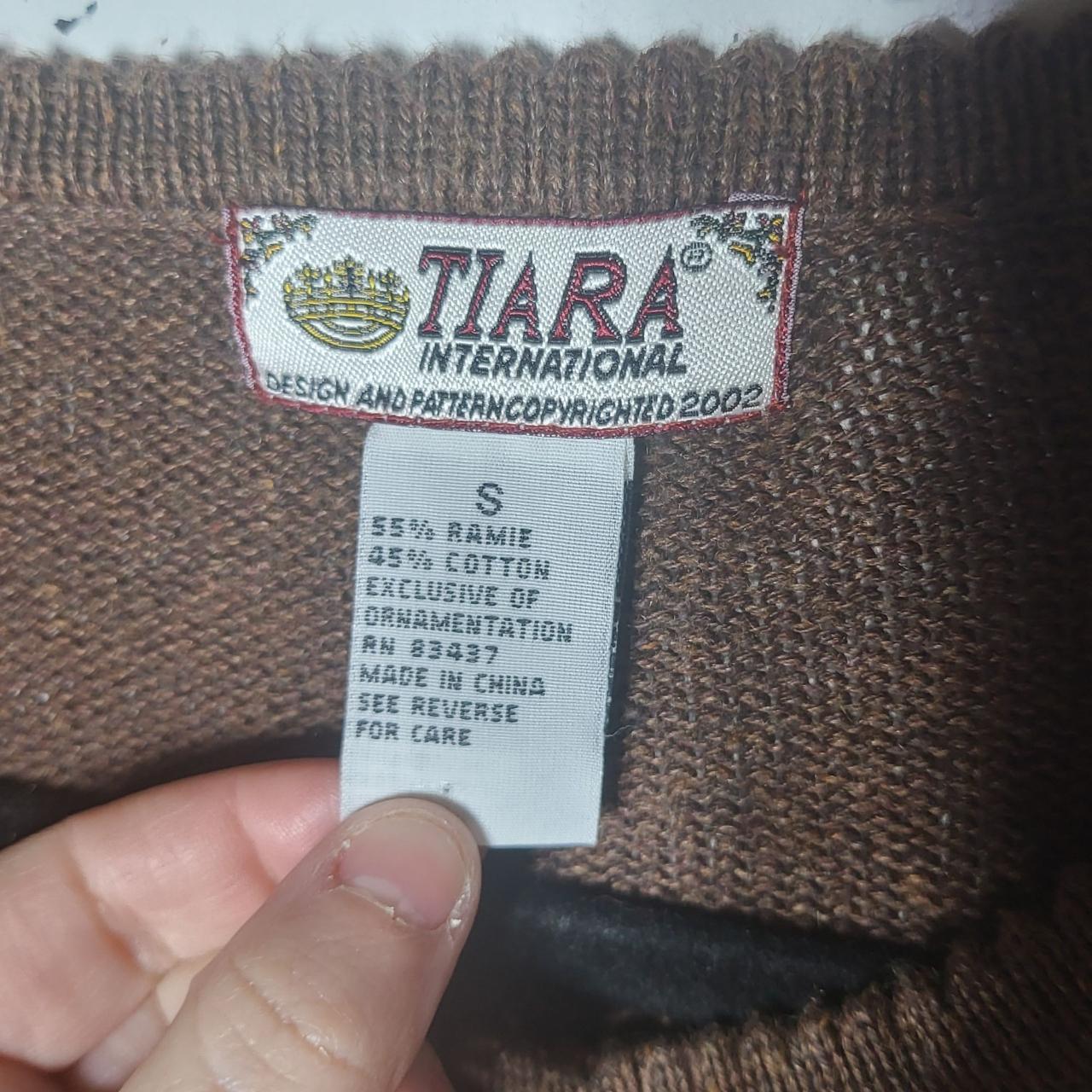 Tiara International Womens Embroidered Cardigan... - Depop