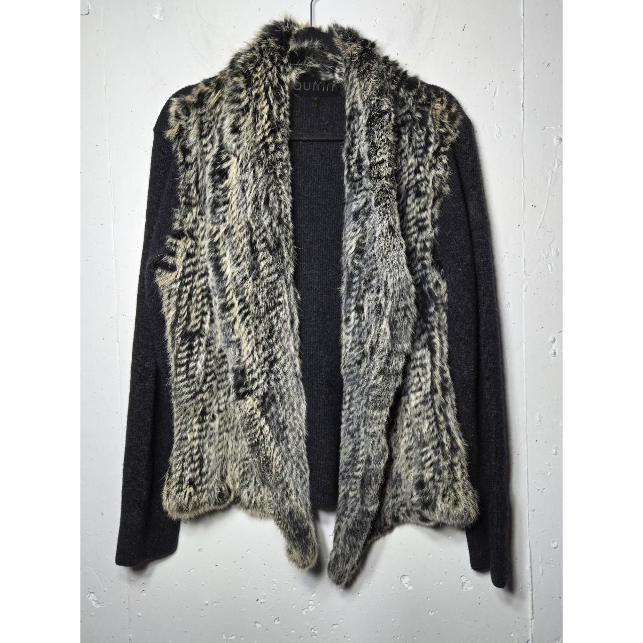 Quinn Womens Cashmere Rabbit Fur Maia Open Front... - Depop