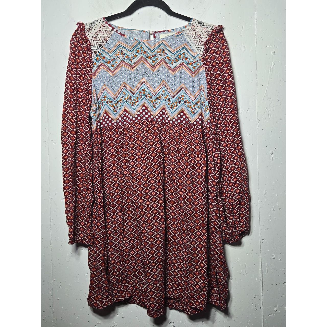 Umgee Womens Long Sleeve Mini Dress Size Medium Boho... - Depop