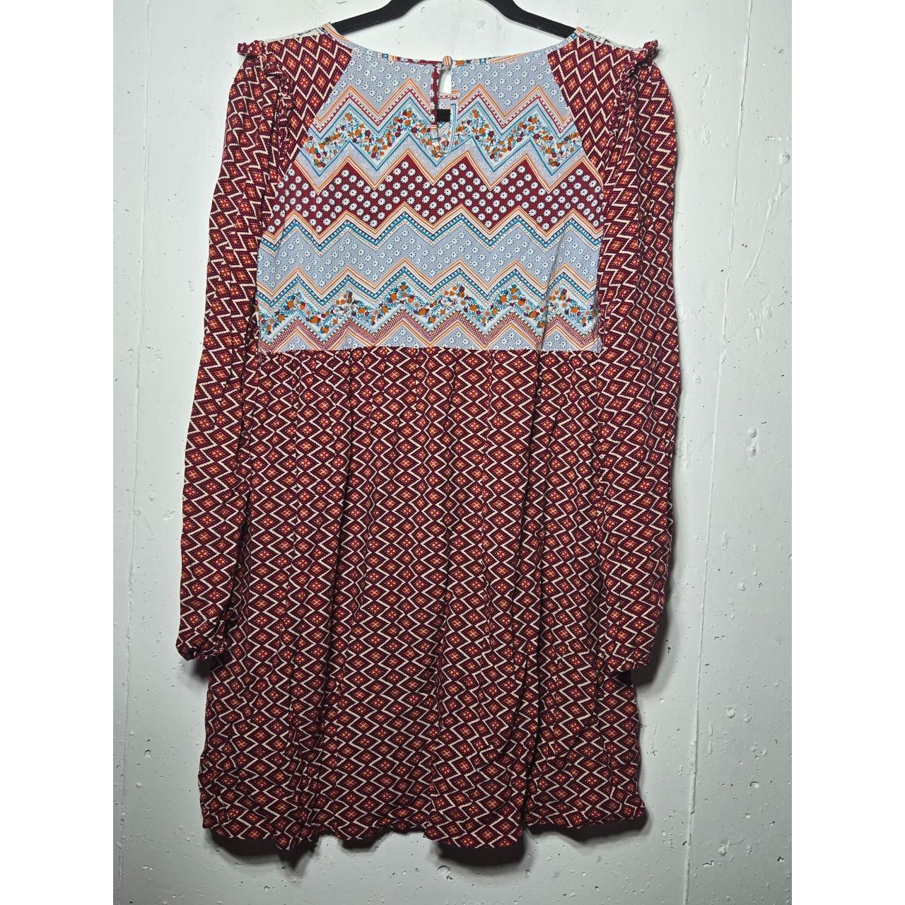 Umgee Womens Long Sleeve Mini Dress Size Medium Boho... - Depop