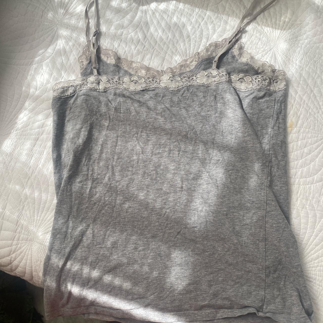 Gray lace cami Description : Size : Large No... - Depop