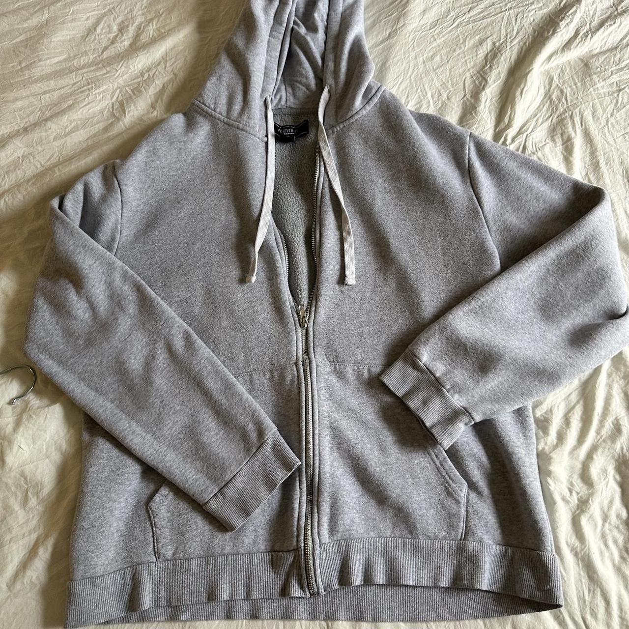 FOREVER 21 HOODIE Grey zip up hoodie men’s large... - Depop