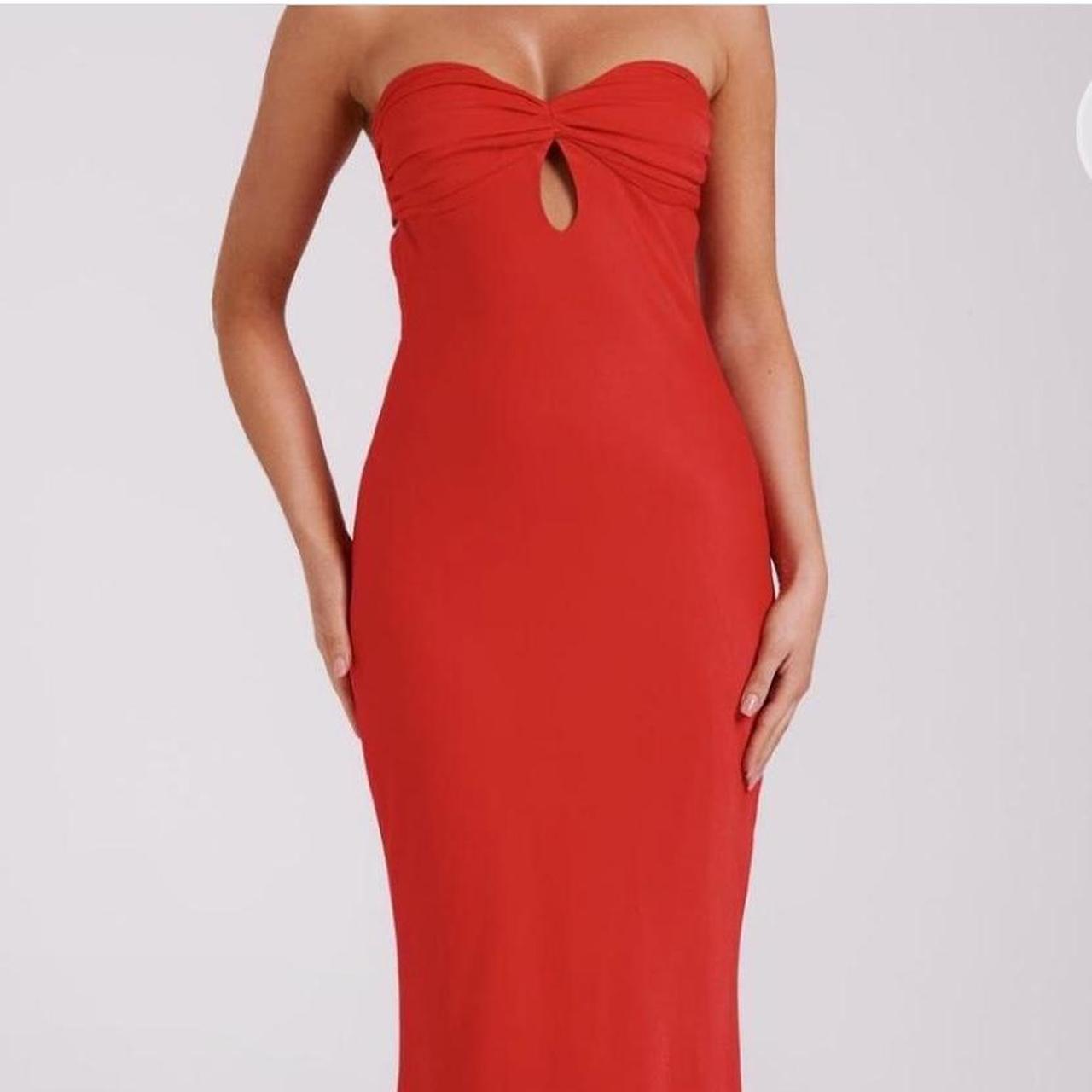MESHKI Red Maxi Strapless Dress NWT in a Size XS... - Depop