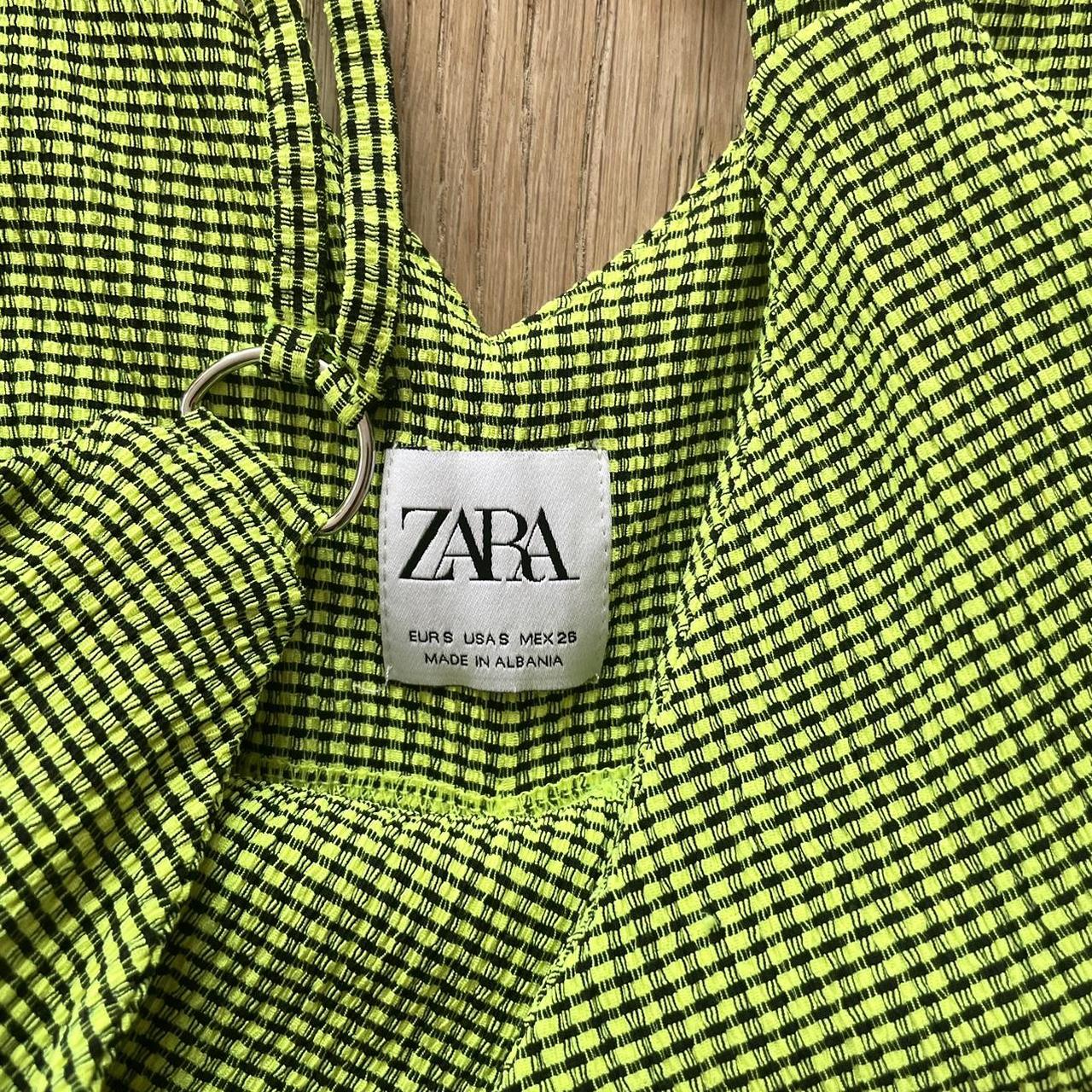 Zara green dress with black stitching detail. Neon... - Depop