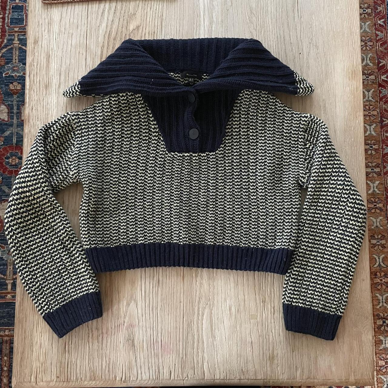Massimo Dutti wool blend sailor collar knit sweater.... - Depop Massimo Dutti wool blend sailor collar knit sweater.... - Depop