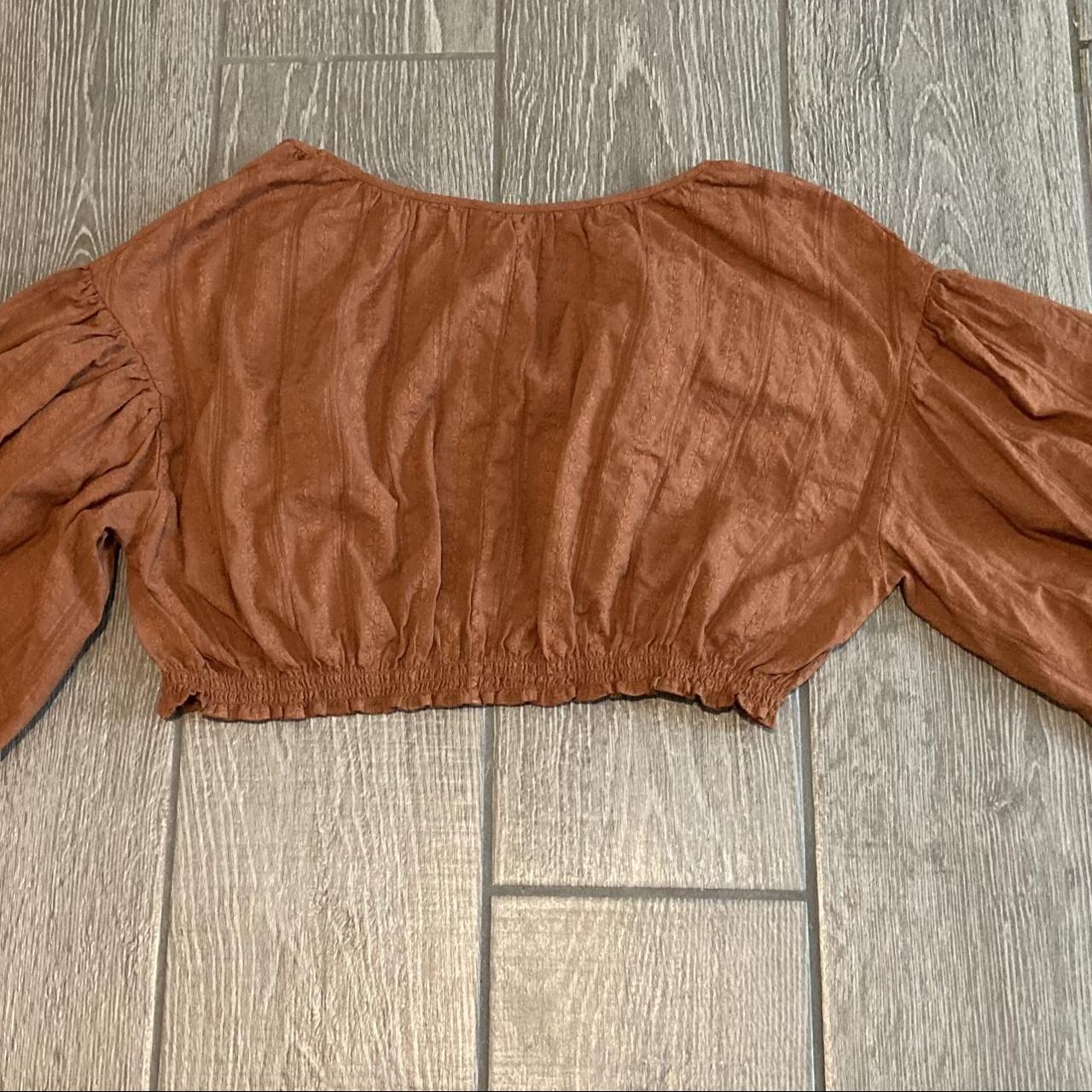 Universal Thread Women's Orange and Brown Crop-top | Depop