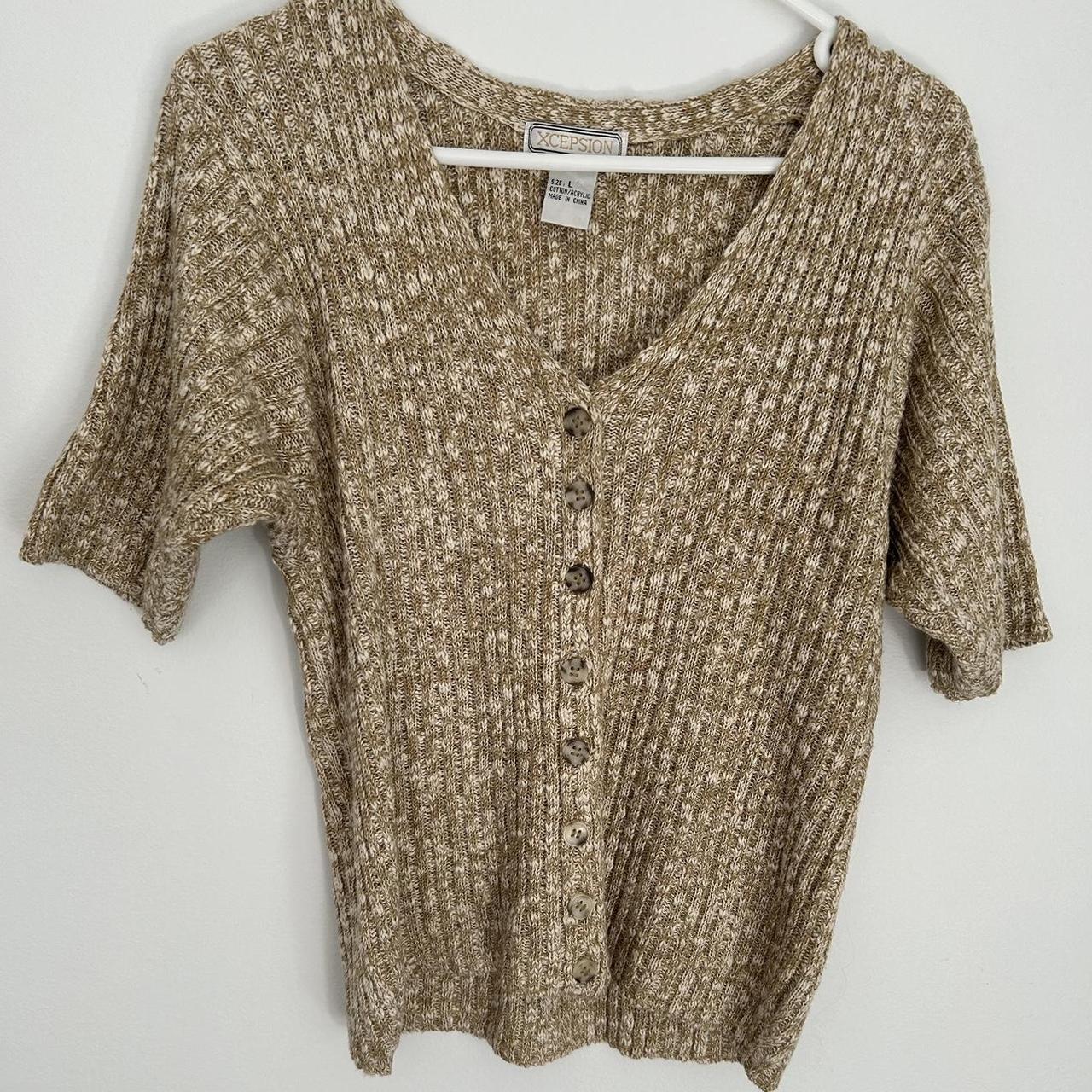 Vintage Button Front Knit Top Cotton/Acrylic Blend... - Depop