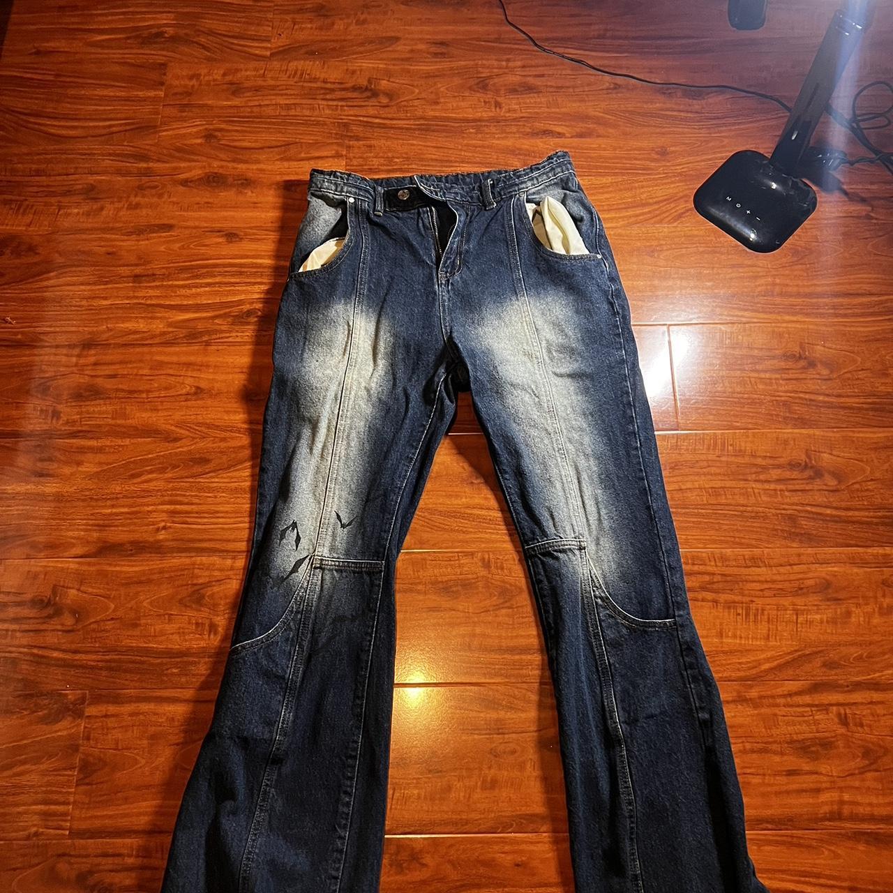 Blue og ditch flared denim blue size m - Depop