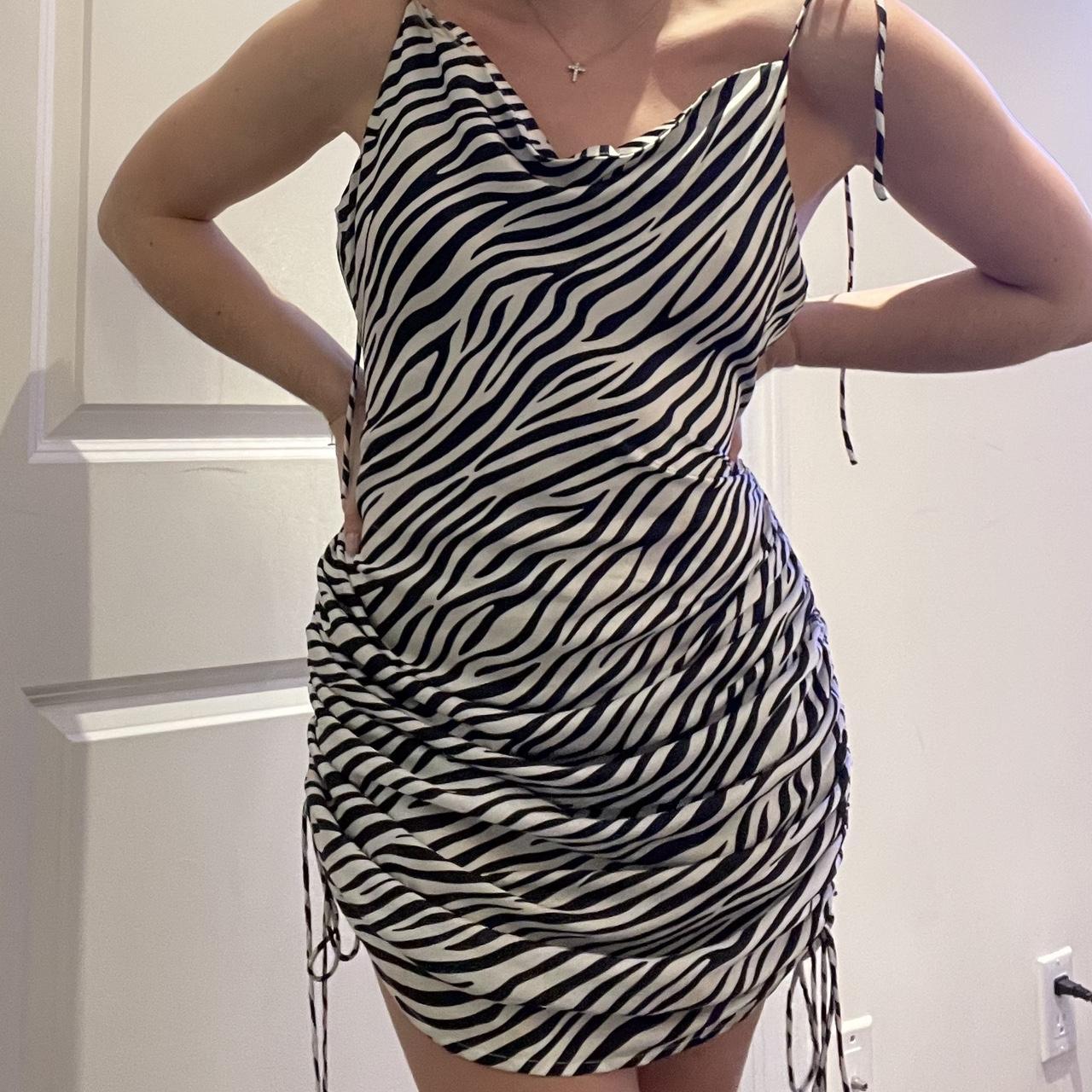 Lioness zebra adjustable mini dress #animalprint... | Depop