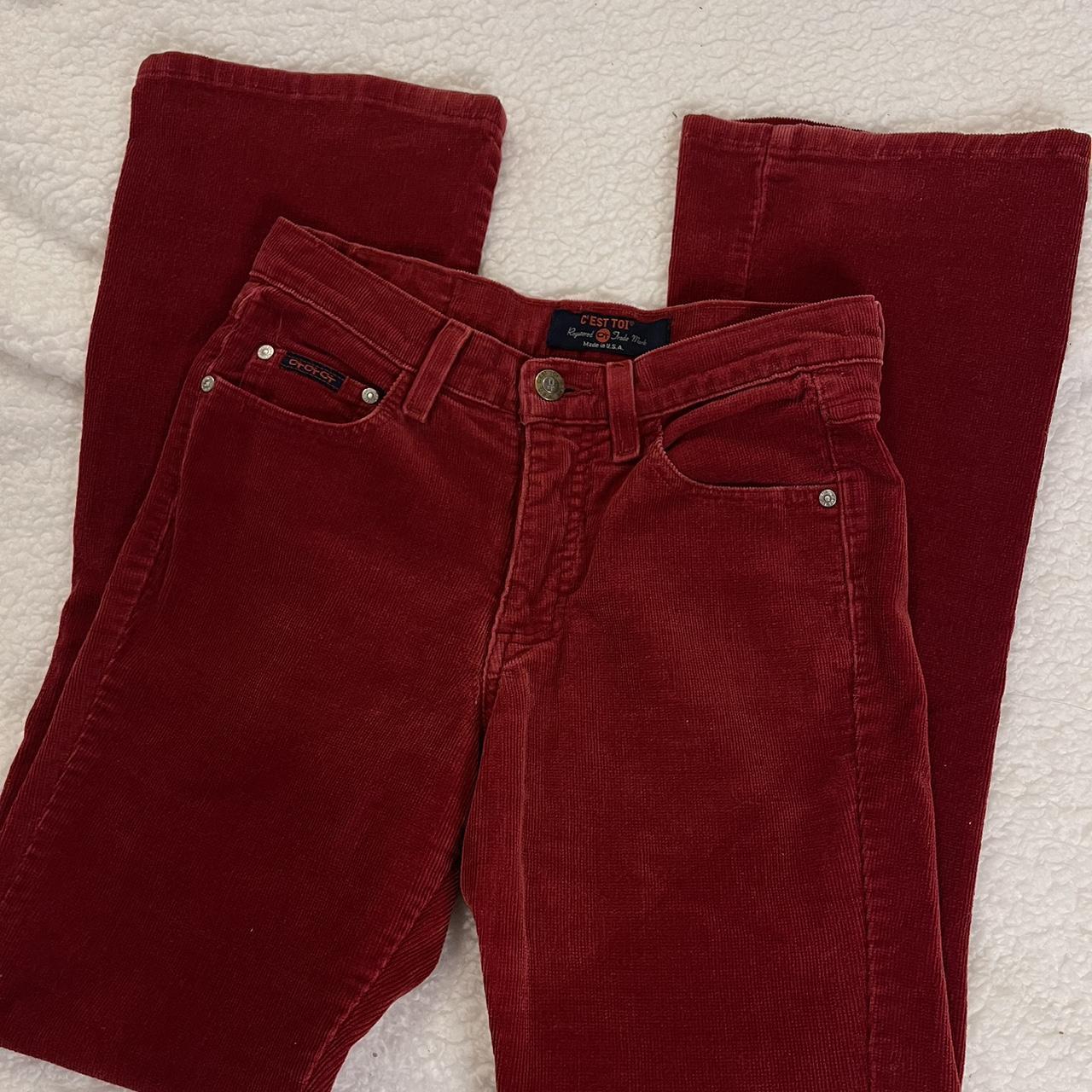 2000s Low rise red corduroy pants Size fits... - Depop