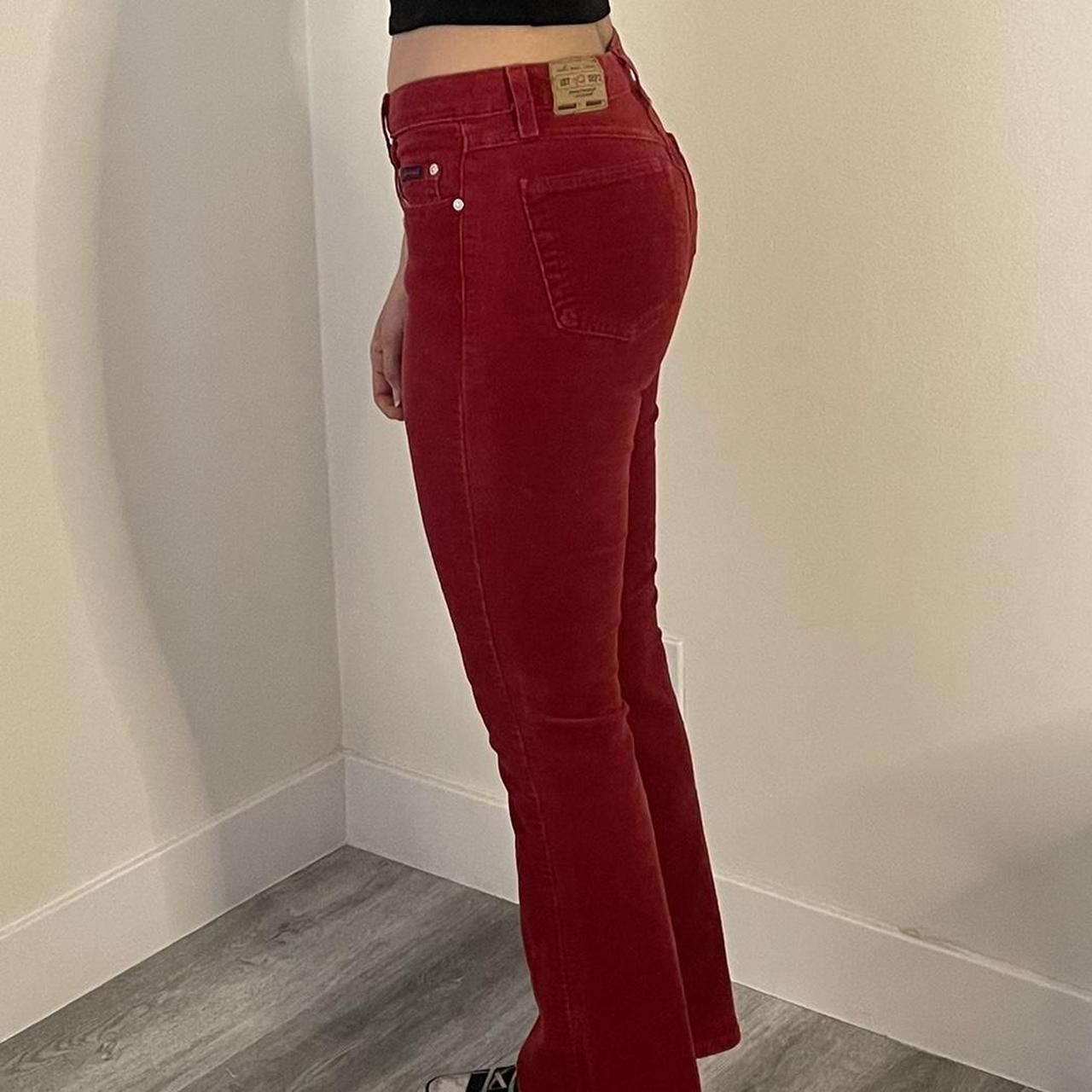 2000s Low rise red corduroy pants Size fits... - Depop