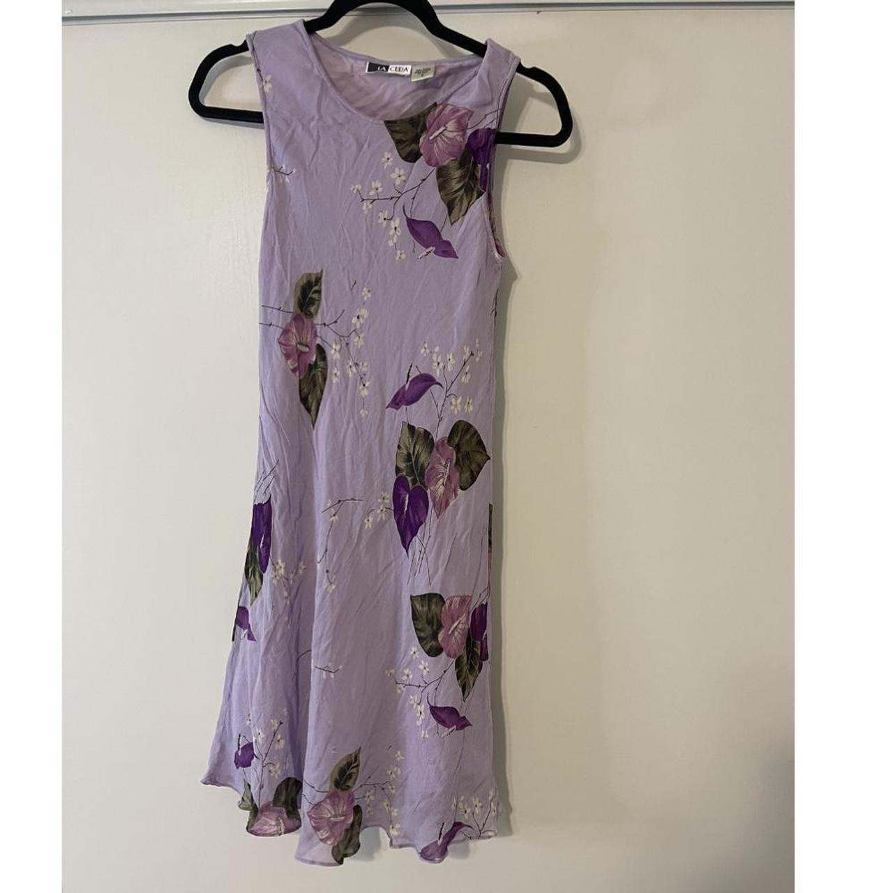 90’s midi purple floral dress with a flowy, boho... - Depop