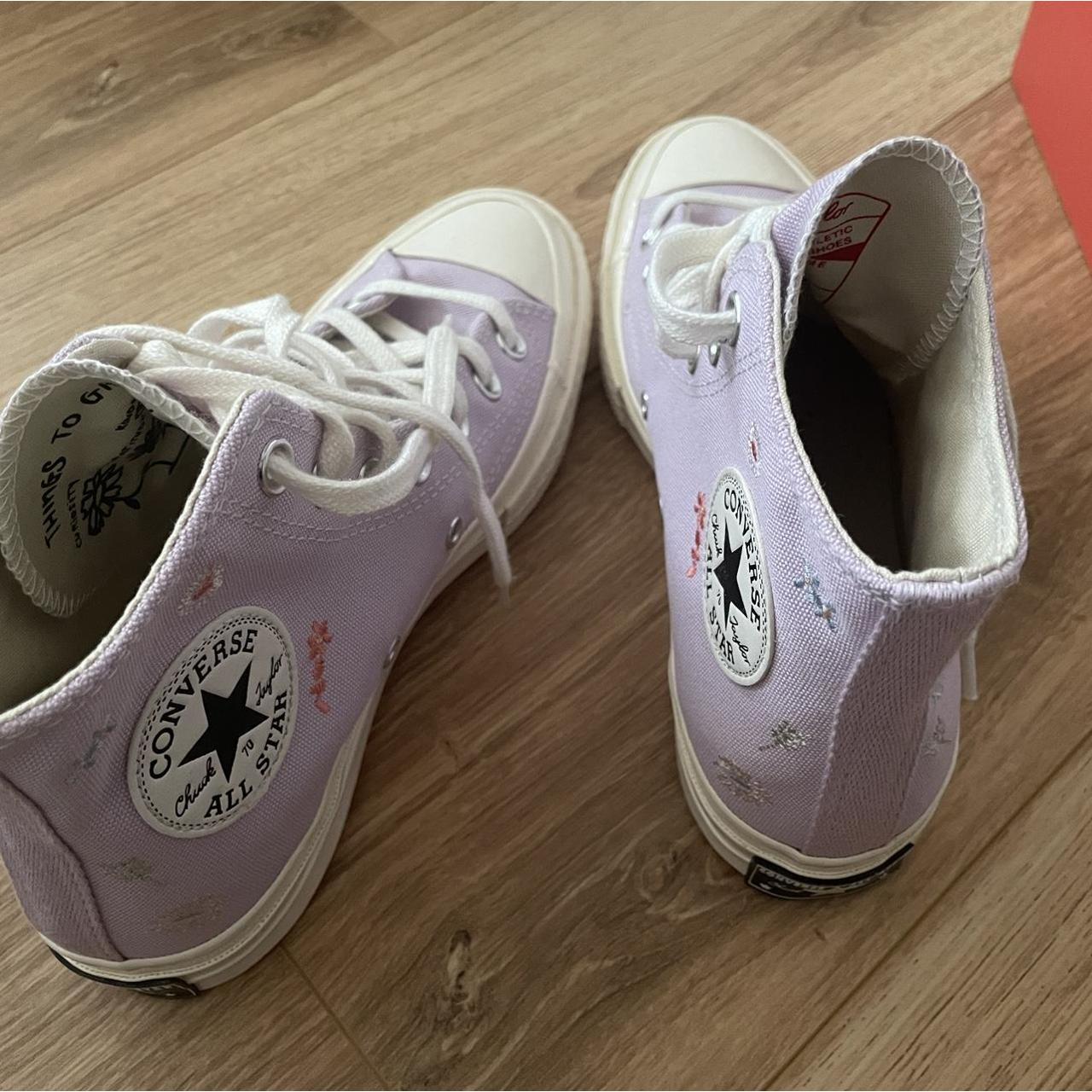 Converse Women's Pink and Purple Trainers | Depop