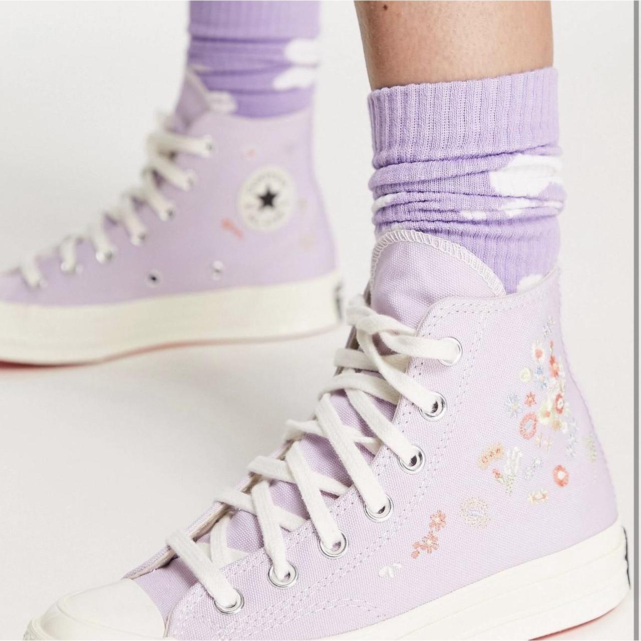 Converse Women's Pink and Purple Trainers | Depop