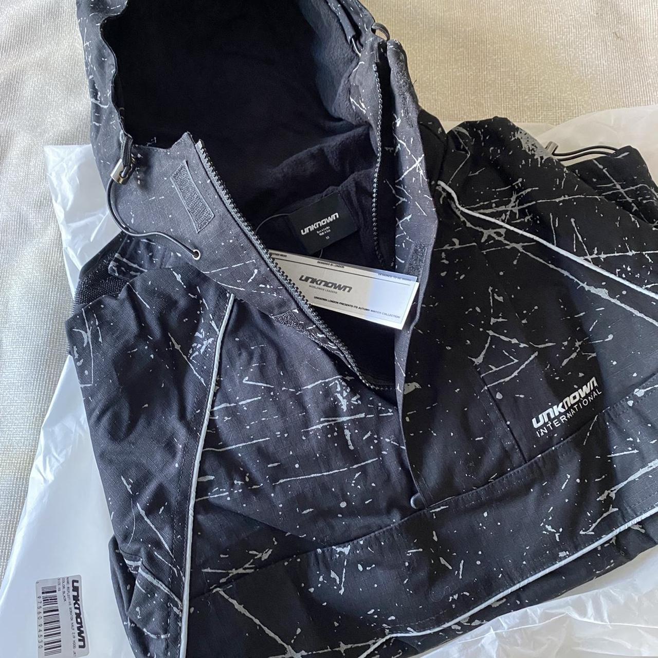 Unknown London reflective black 1/4 zip jacket with... - Depop