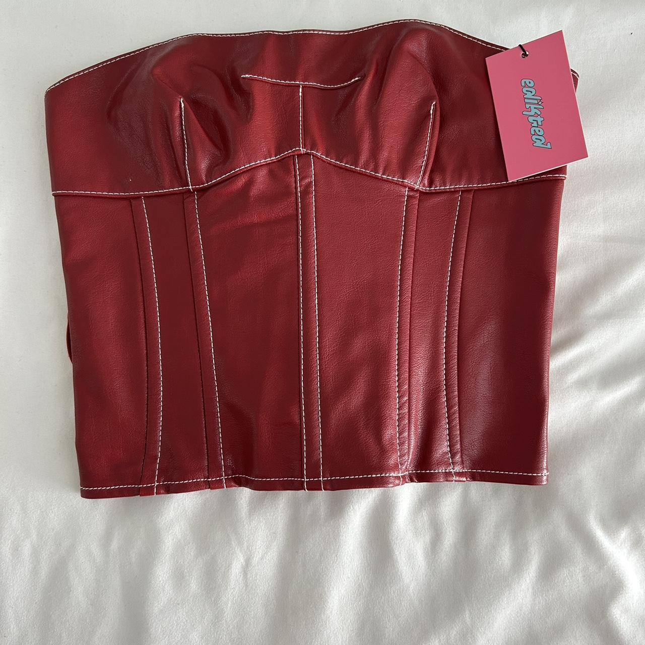 Brand new red/maroon edikted leather corset top.... - Depop