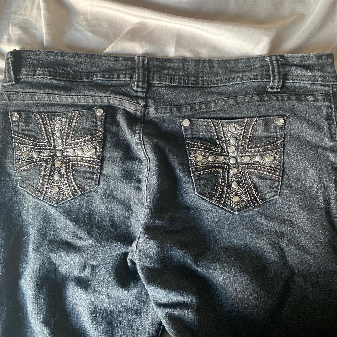 cross bedazzle design pants :) brand new condition,... - Depop