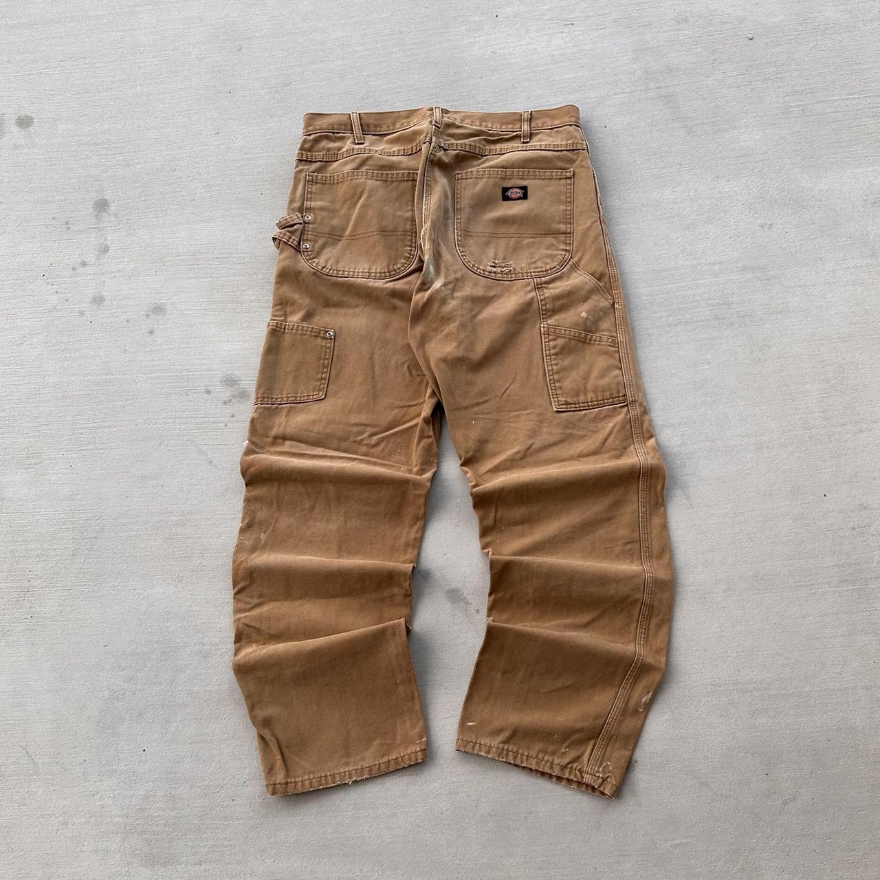 Vintage 00s Faded Tan Dickies Carpenter Workwear... - Depop