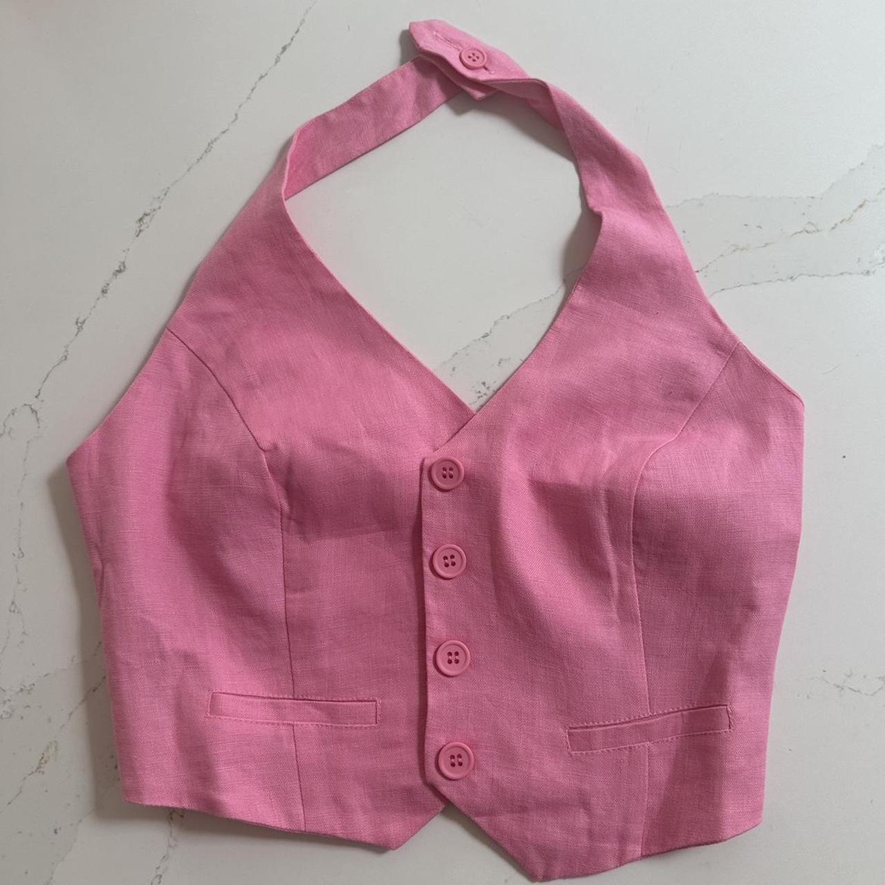 GLASSONS PINK (Bubblegum) Vest Top and Short Linen... - Depop