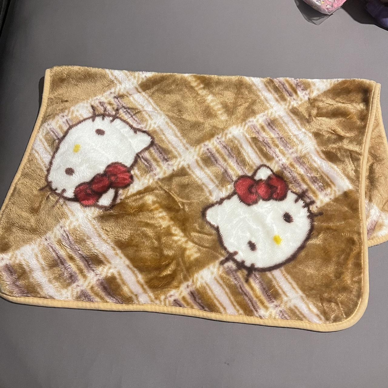 very small hello kitty lap blanket cute brown plaid... - Depop