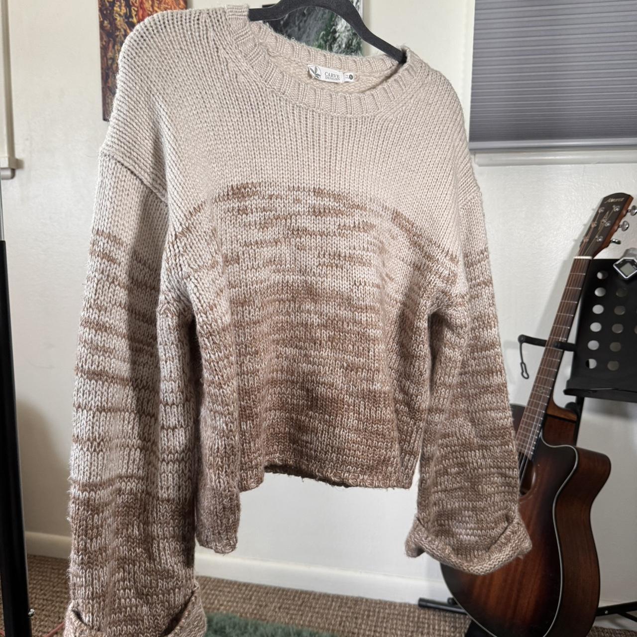 Cute Cropped Carve Design sweater with bell sleeves... - Depop