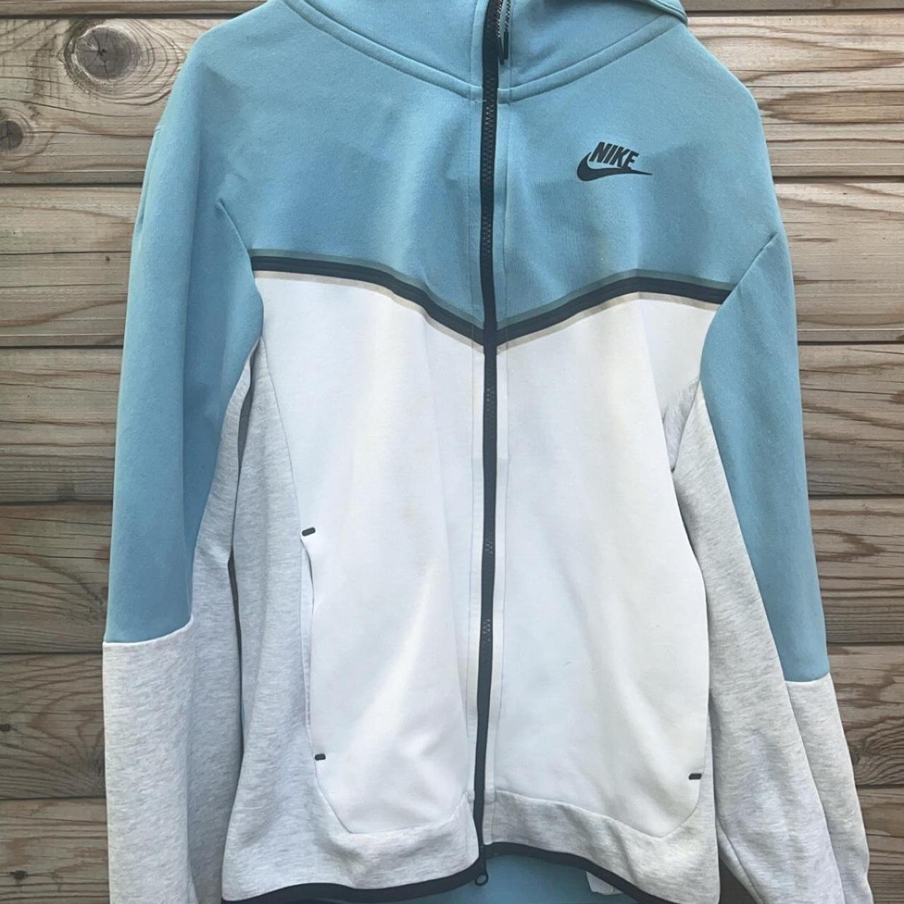 Nike tech baby blue tracksuit jacket size xs bottoms... | Depop