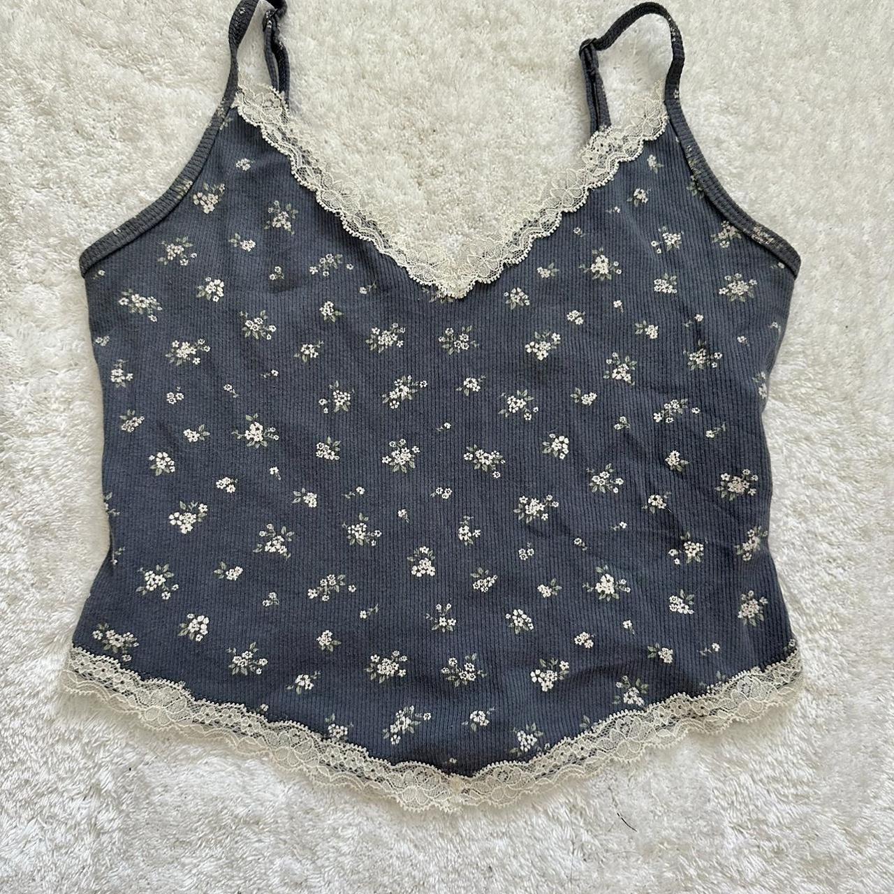 Blue flower crop top from hollister its really cute... - Depop