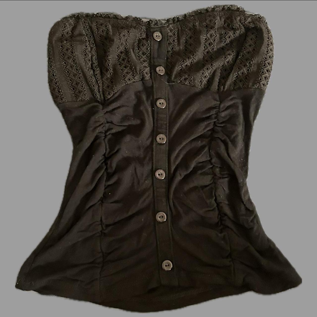 black do & be corset top with lace detailing and... - Depop