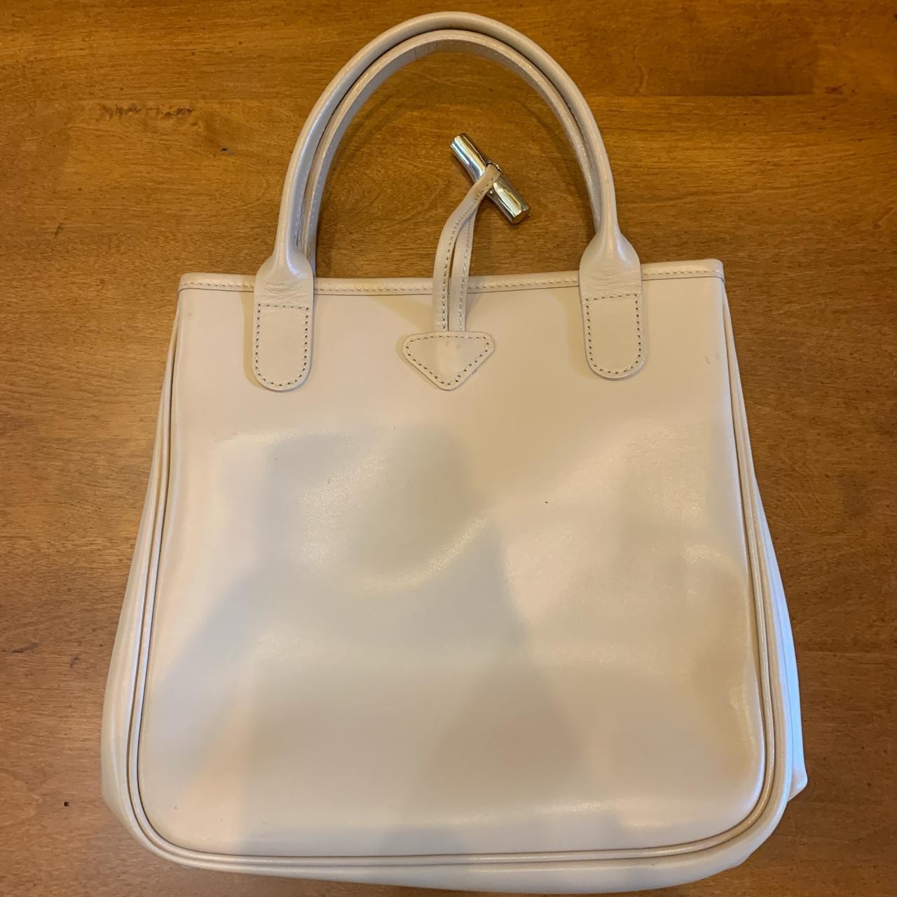Longchamp mini Roseau tote in beige. SO cute!! In... - Depop