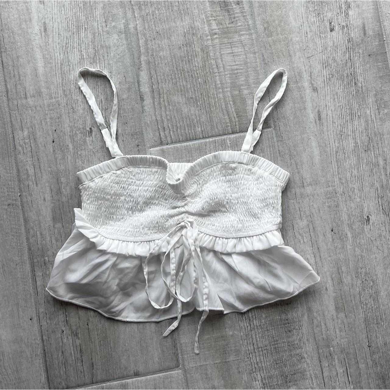 size small white top BRAND NEW can fit XS - Depop