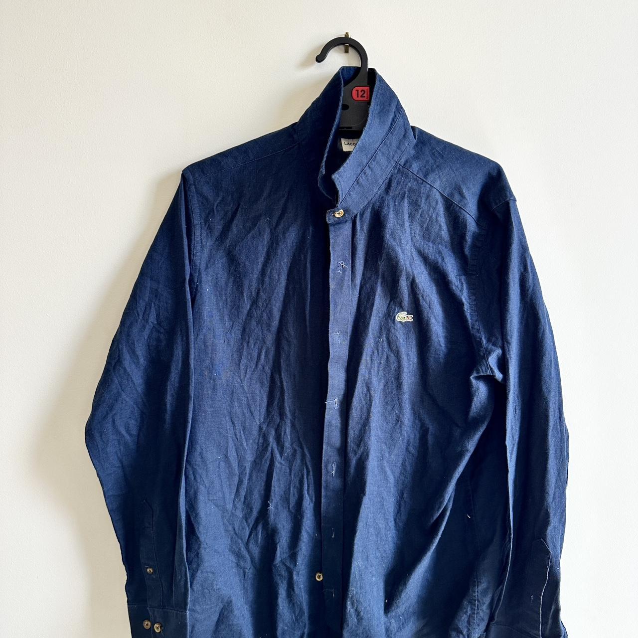 Navy blue Lacoste button up shirt In good... - Depop